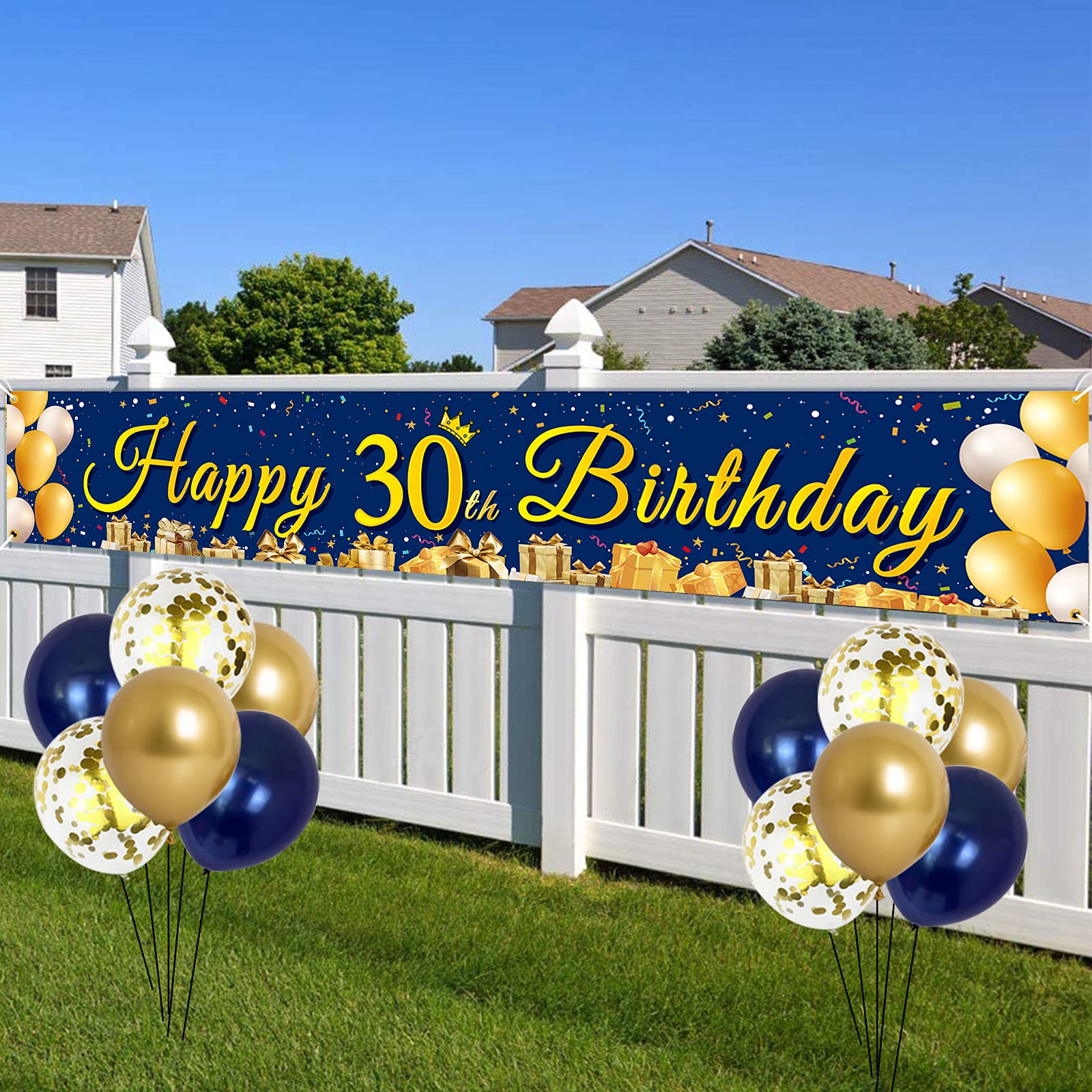 30th Birthday Banner 30th Birthday Party Decoration Navy Blue Men ...