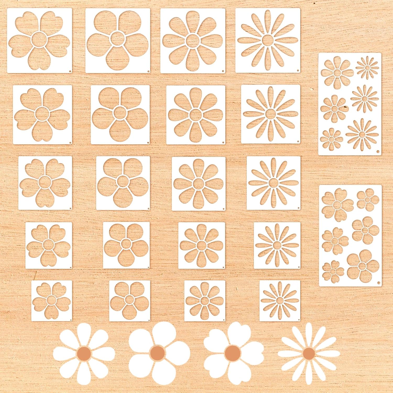 Amazon.com: 22PCS Large Flower Stencils for Painting, Plastic Reusable ...