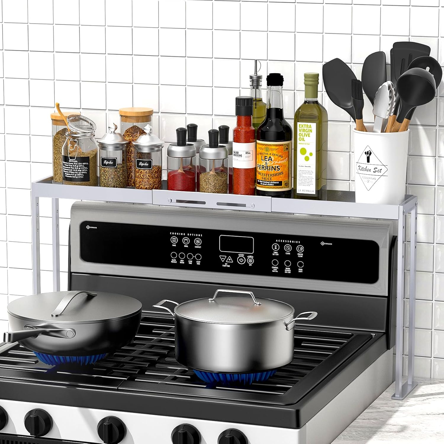 Amazon.com: ZDDLOINP Stove Top Shelf,Adjustable 27 to 33 Inch Over the ...