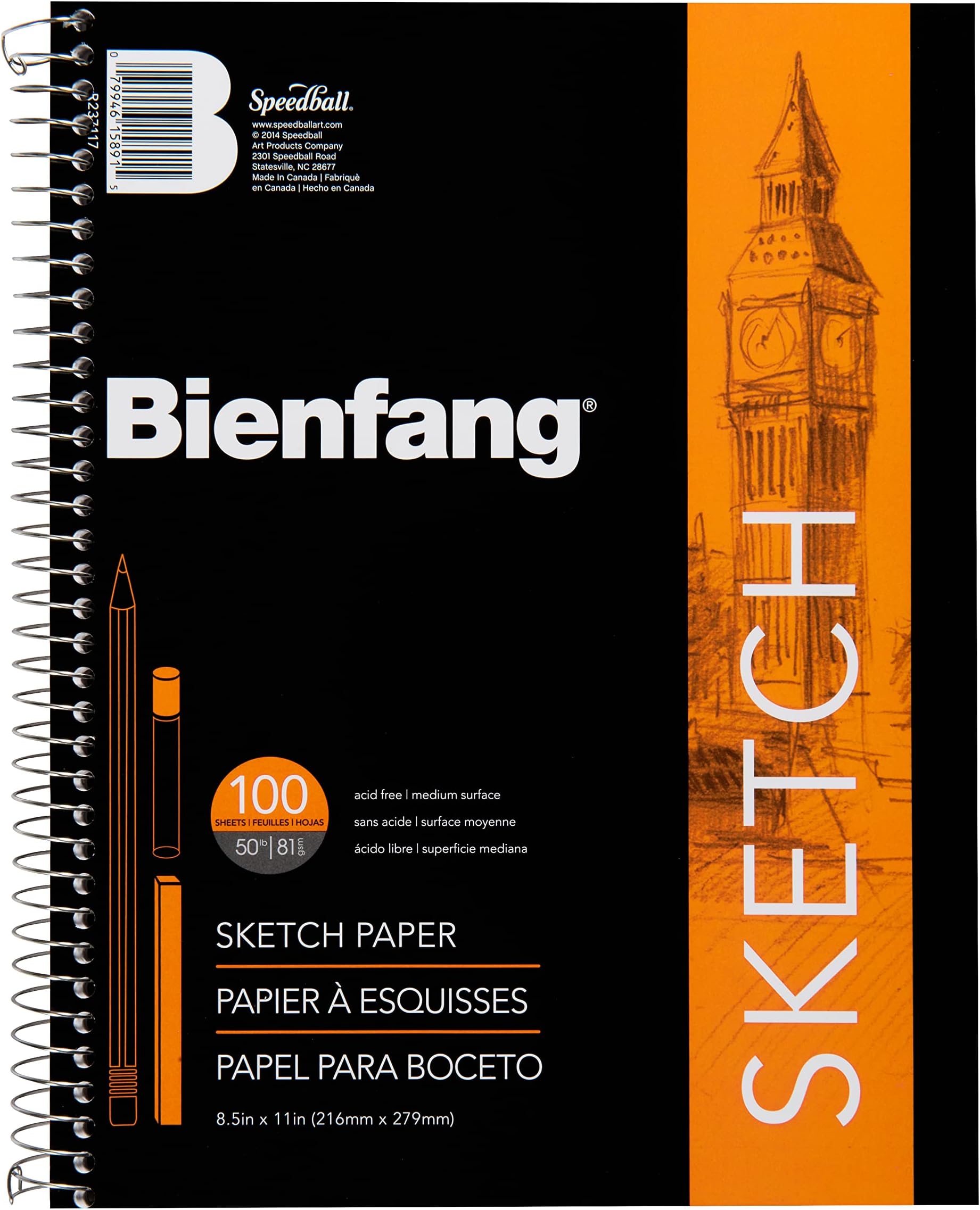 Hilroy Studio Pro Carnet de croquis 21,6 x 27,9 cm, papier sans acide ...