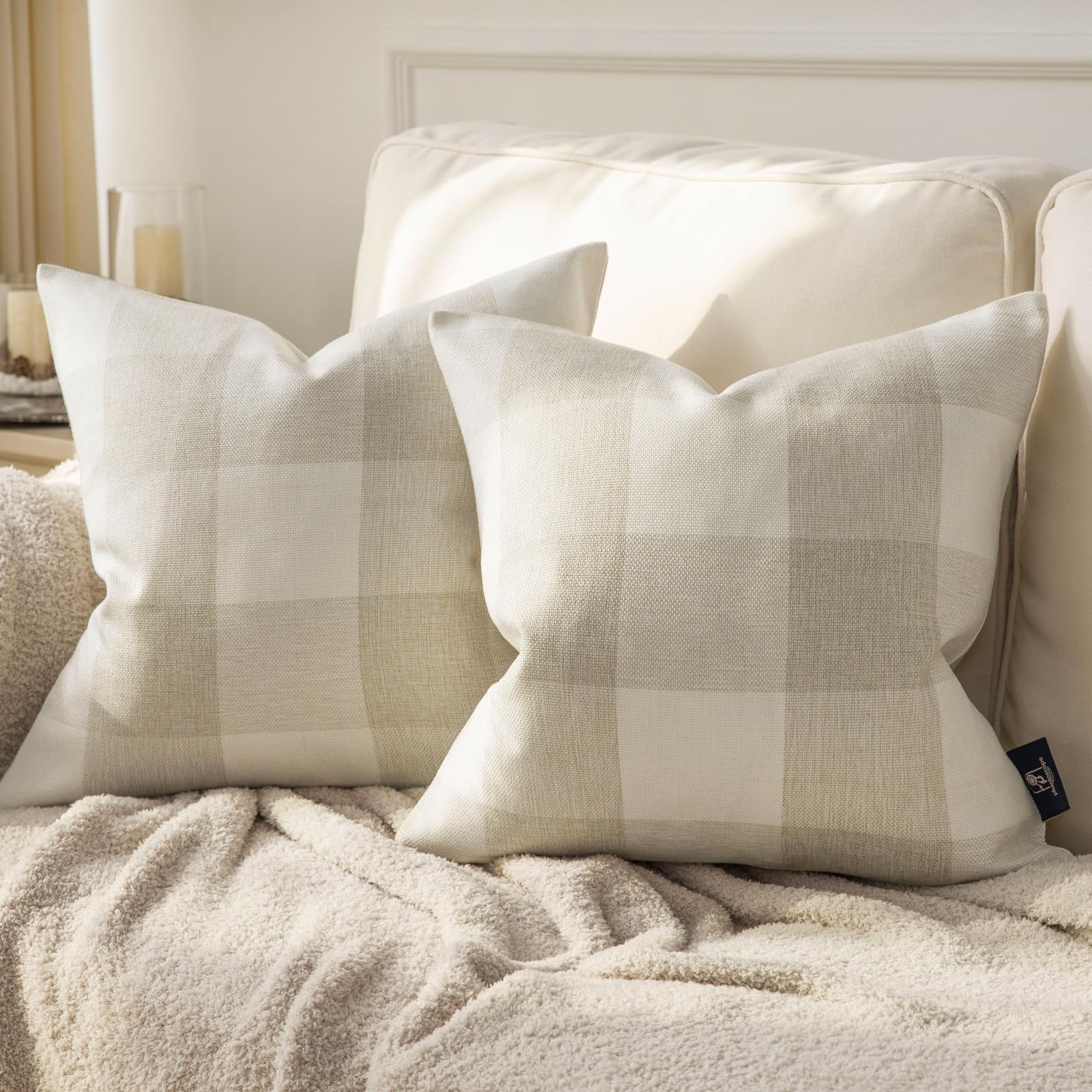 Amazon.com: Buffalo Check Throw Pillow Covers, 2 Pack, Taupe - 7" x 13 ...