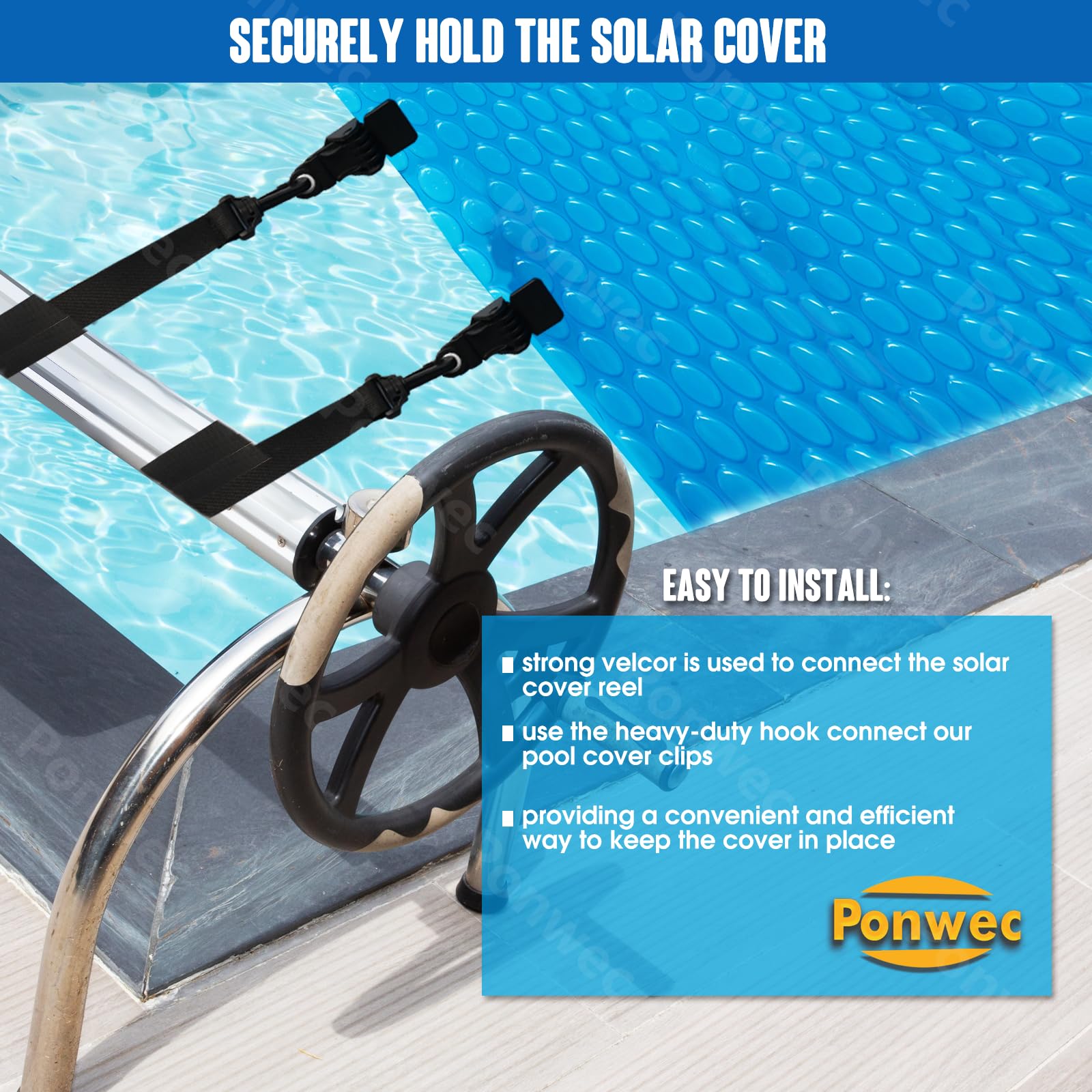 Snapklik.com : 2024 Upgraded Pool Solar Cover Reel Straps,18 Pcs ...