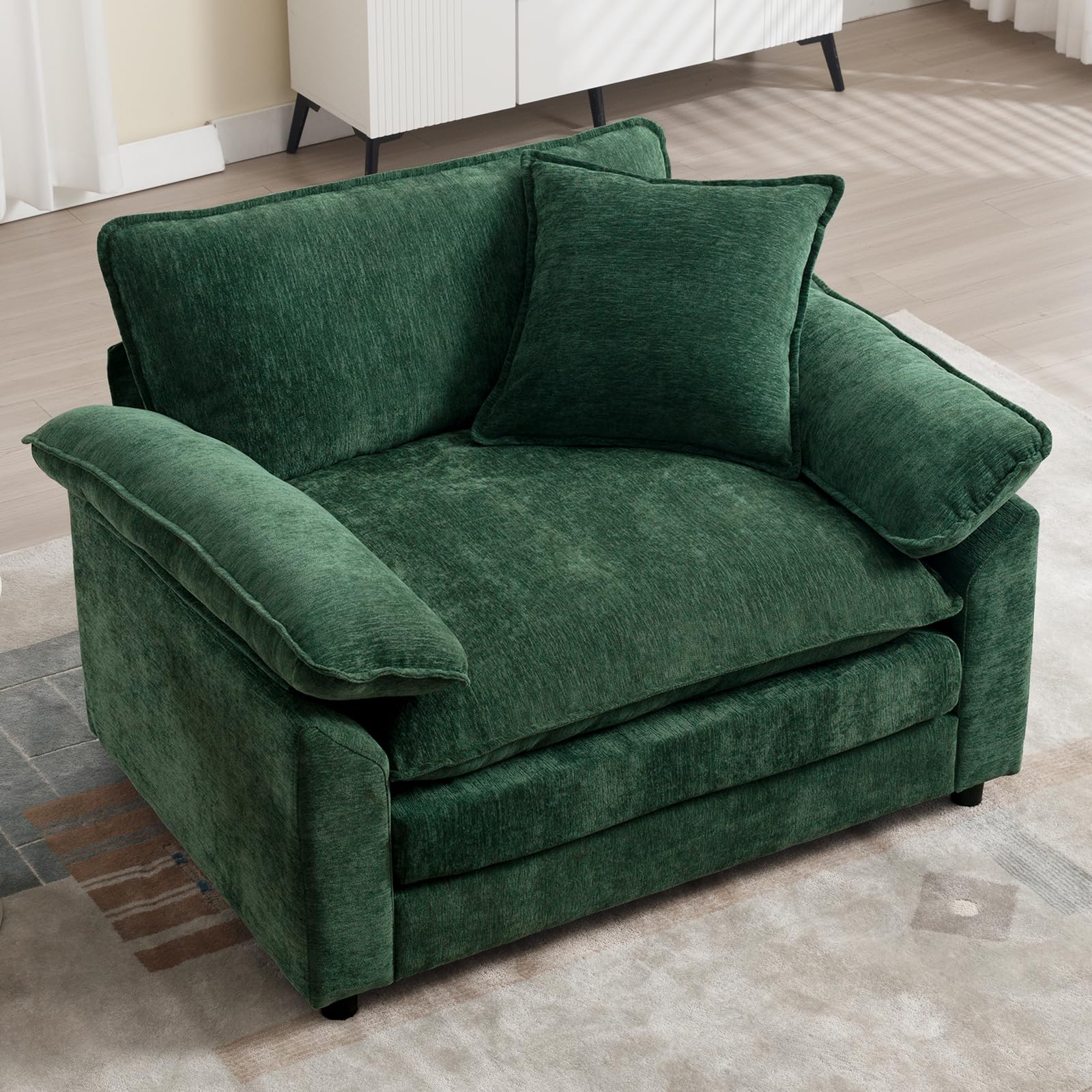 Amazon.com: Linyuanwai Green Modern Oversized Chair, Comfy Chenille ...