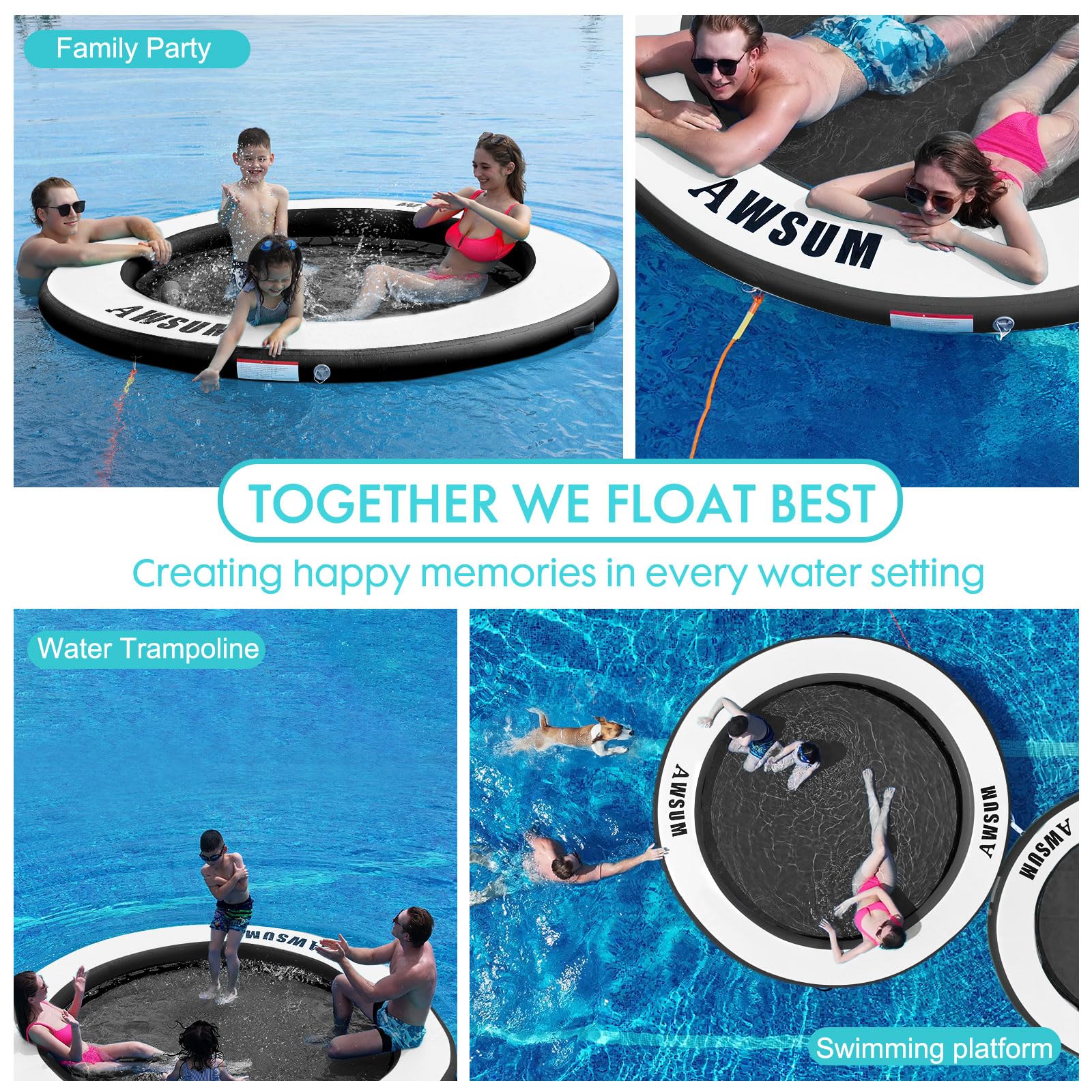 Snapklik.com : 8FT Inflatable Water Hammock Round Floating River Raft ...