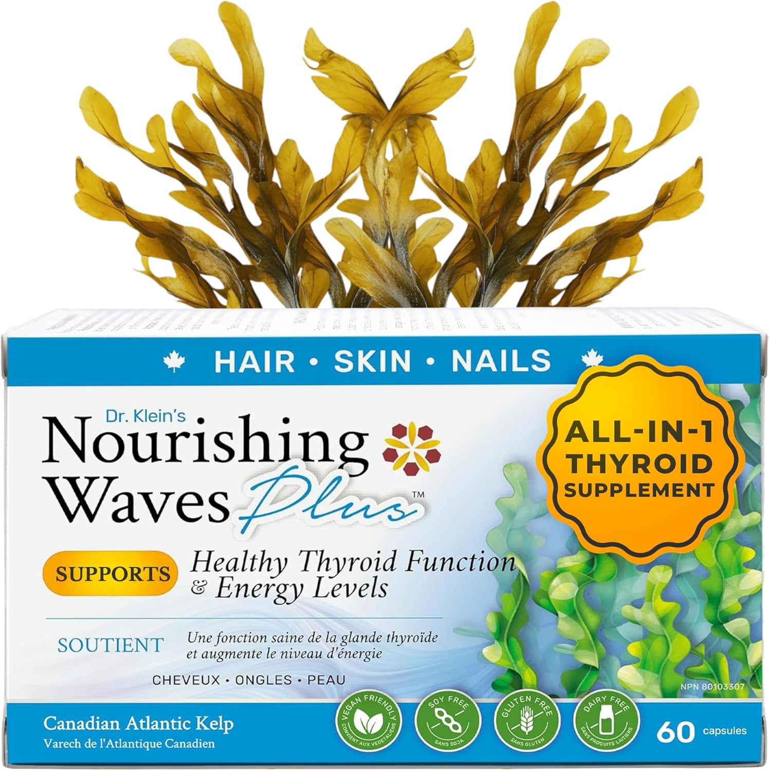 Nourishing Waves Plus - Biotin Hair Growth, Skin and Nails Vitamins for ...