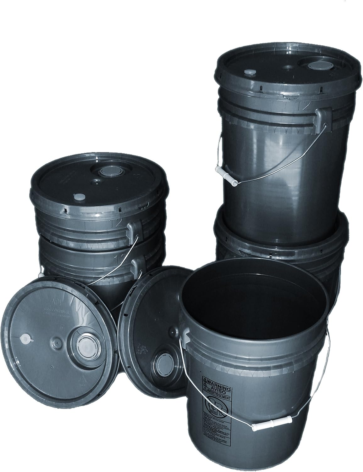 Amazon.com: Bucket Kit, Five 5-Gallon Gray Buckets with Snap-On Lids w ...