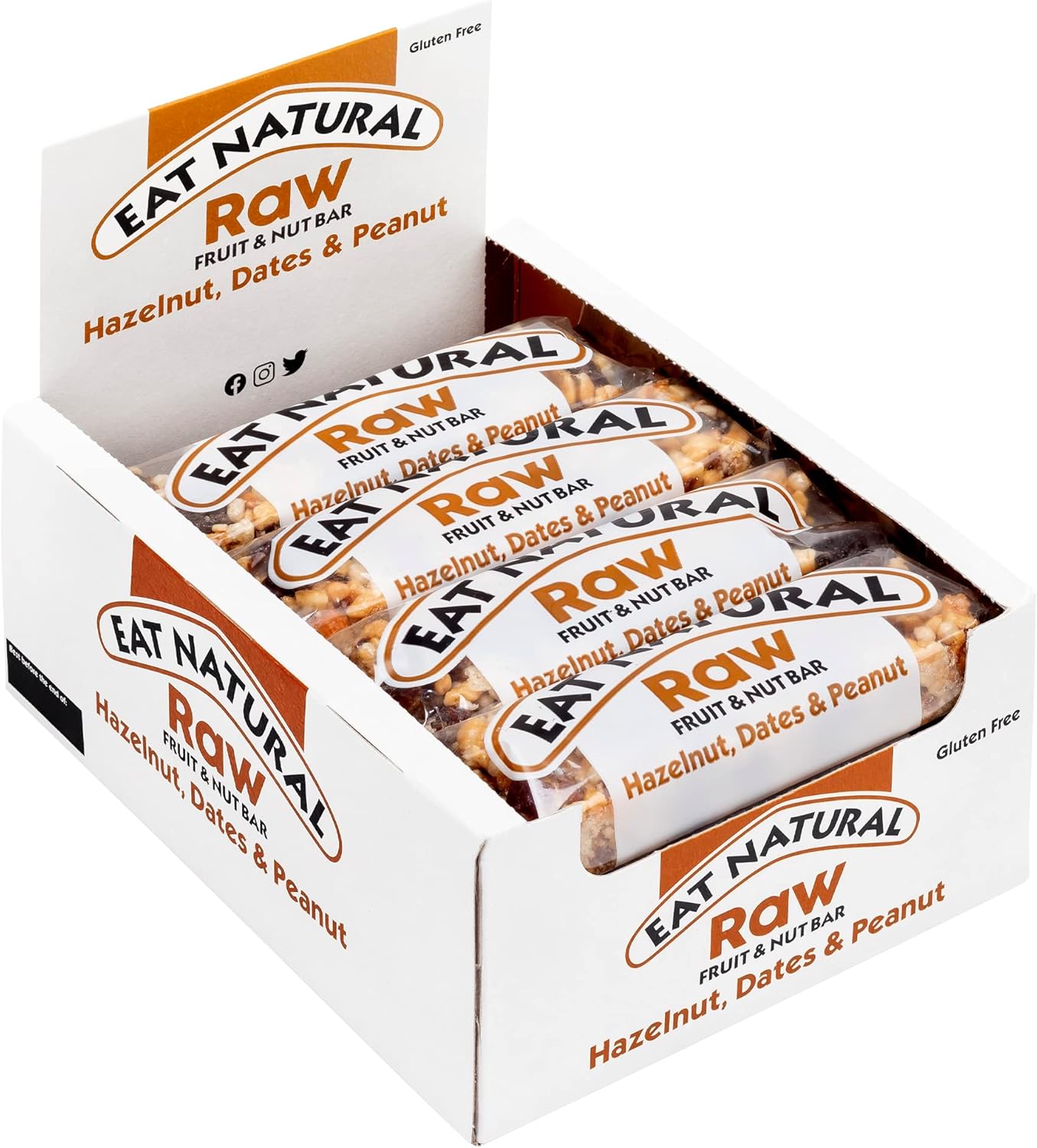 Eat Natural Raw Fruit & Nut Bars 45g x 12 - Cereal Bars with Hazelnuts ...