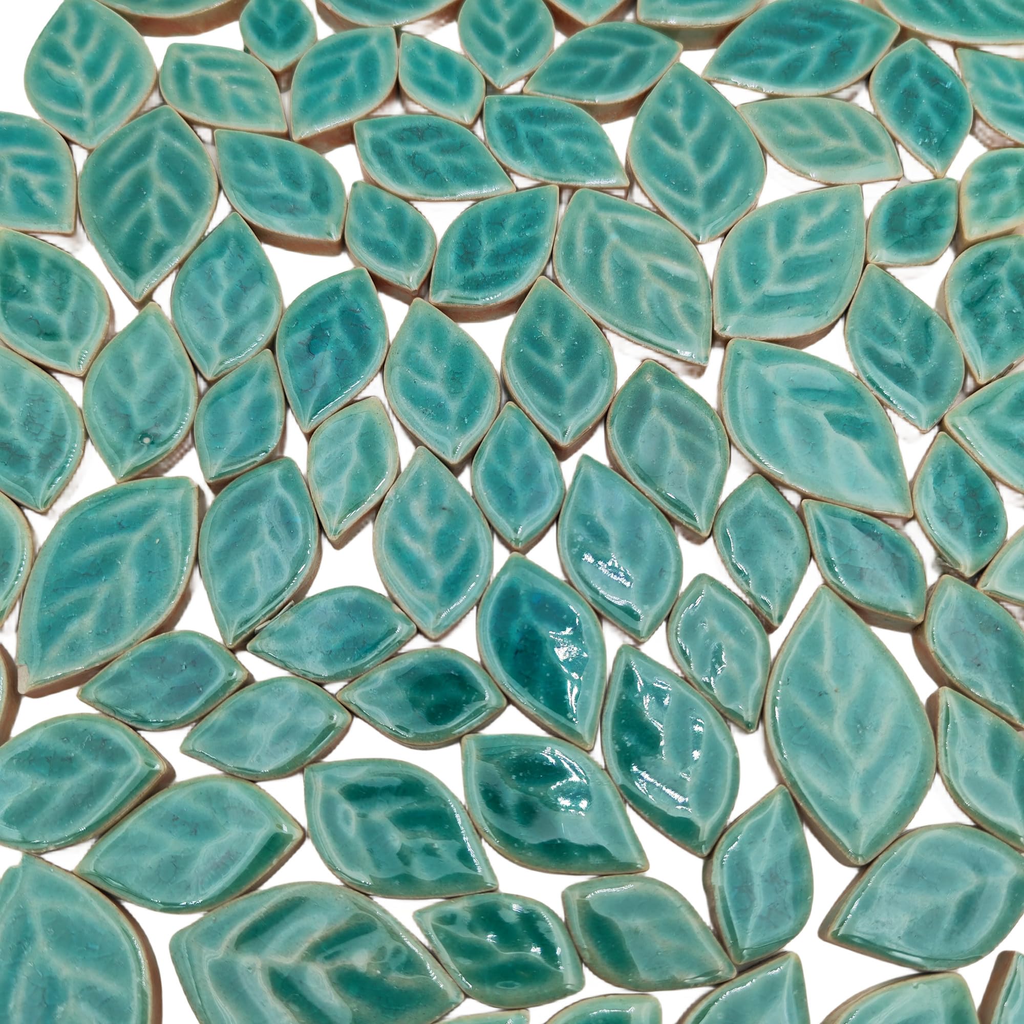 Leaf Shaped Ceramic Tiles TileGen. Leaf Shape 1.25" X 2.75" Aluminum