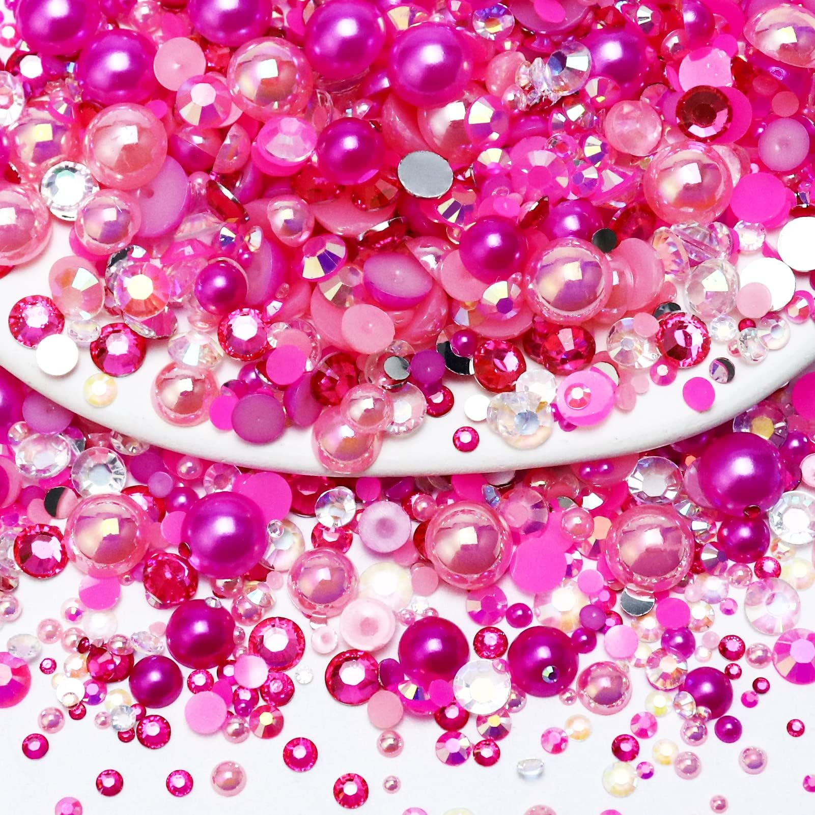 Amazon.com: Mix Resin Rhinestones Half Round Pearls,30g Flatback ...