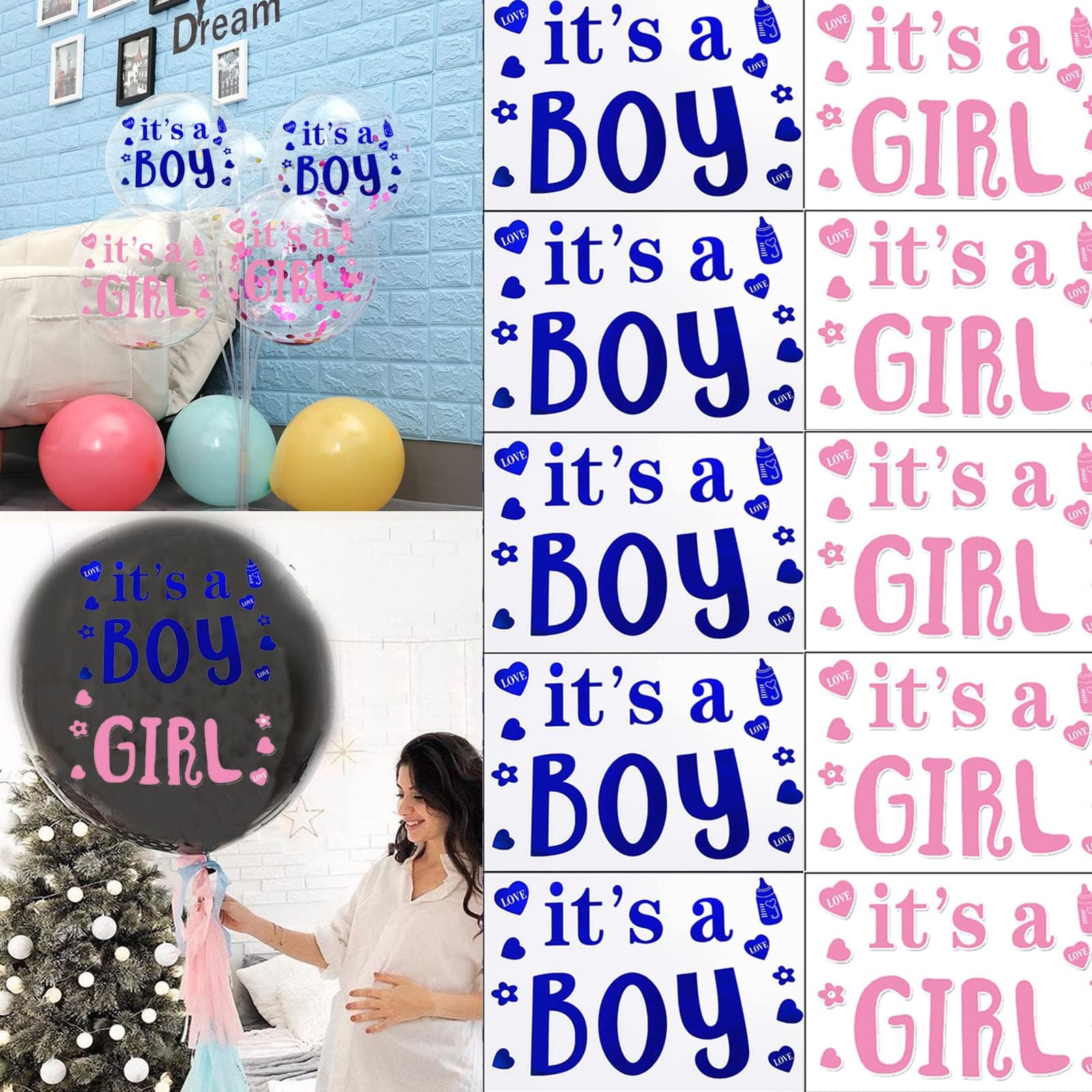 Amazon.com: Gender Reveal Balloon Stickers Bobo Balloon Decals 10 Pcs ...