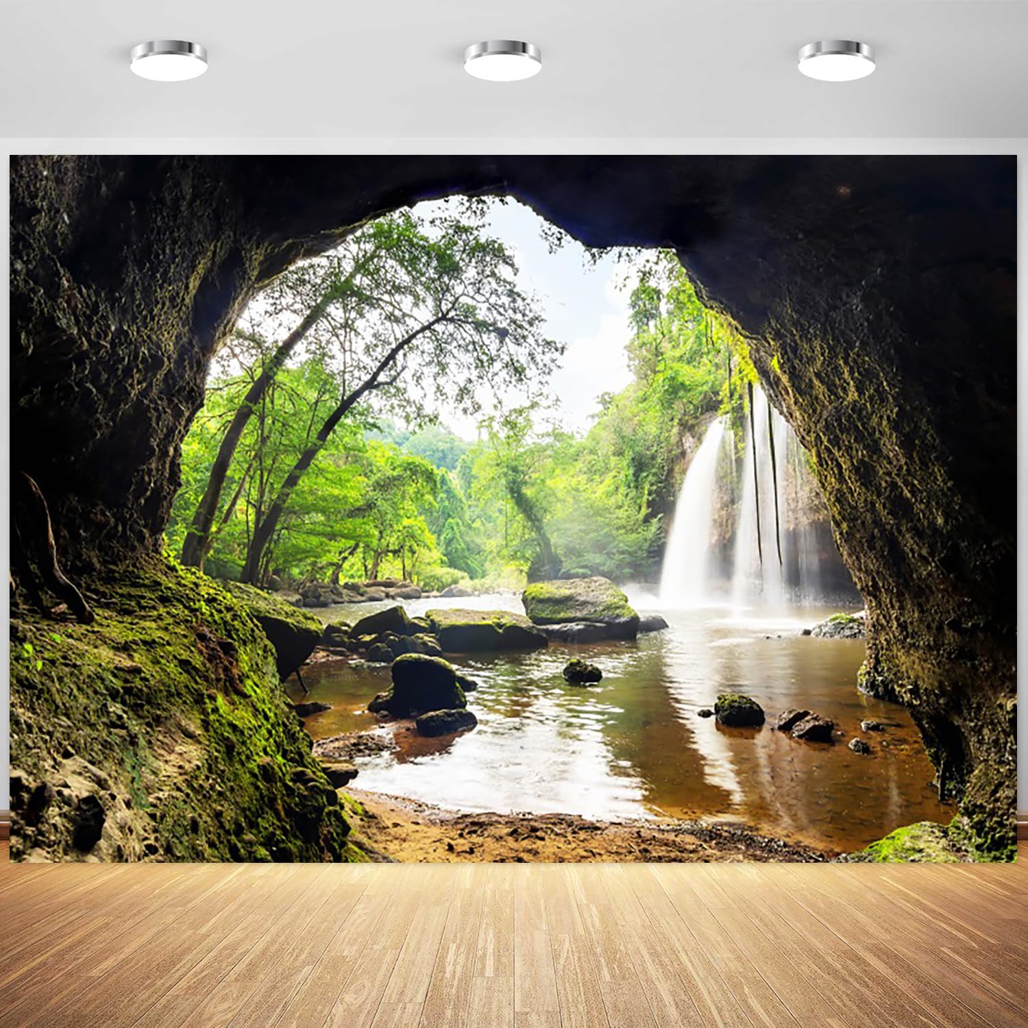 Amazon.com : 7x5ft Forest Waterfall Backdrop Mountain Cave Waterfalls ...