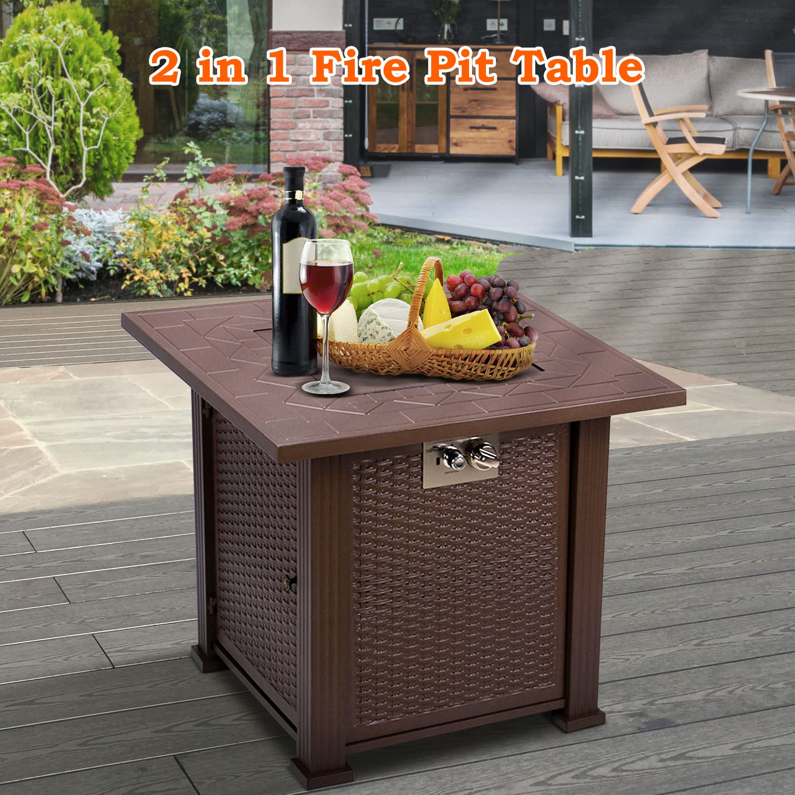 Square Propane Fire Pit Table