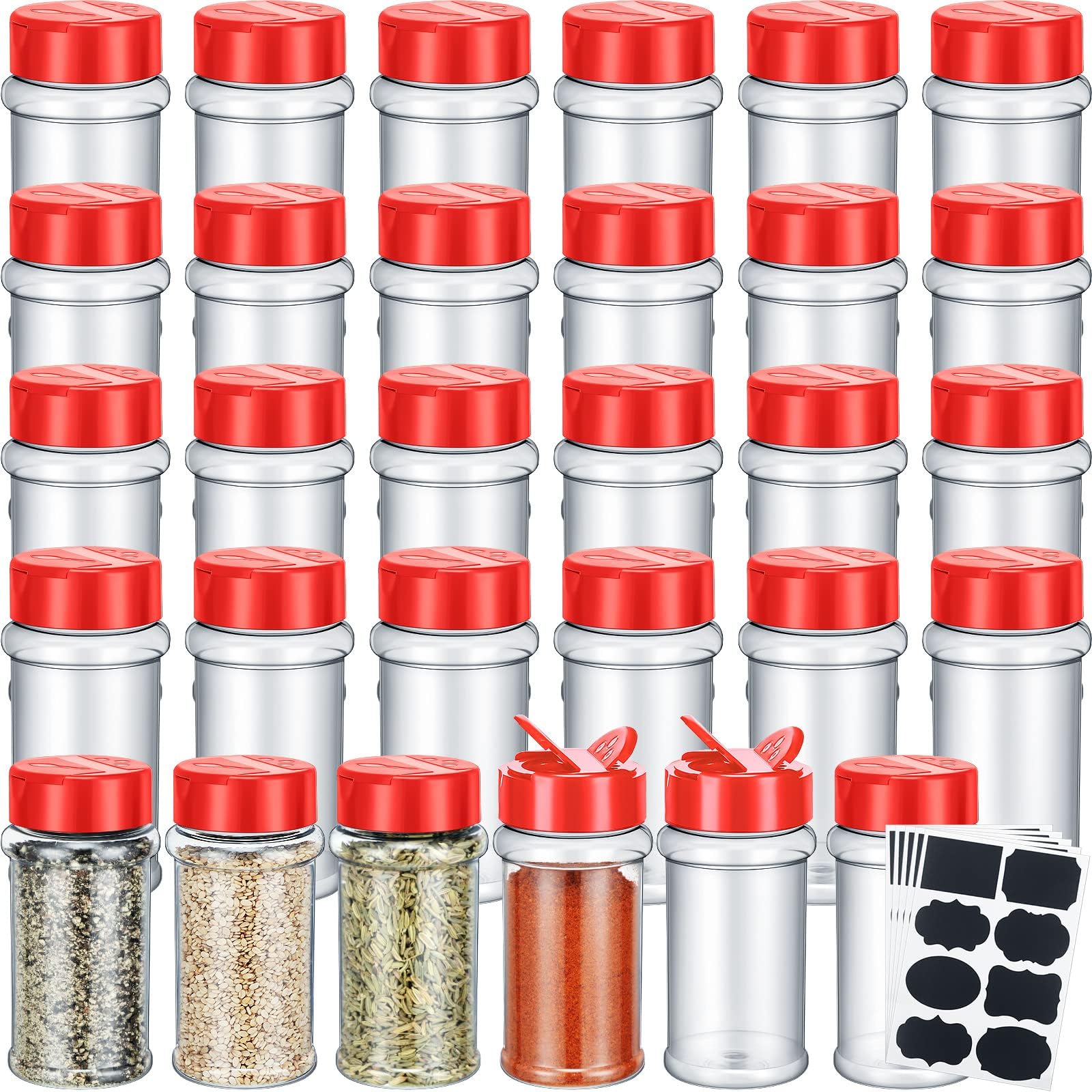 Amazon.com: 12 Pack of 6 Oz. Empty Clear Plastic Spice Bottles with ...