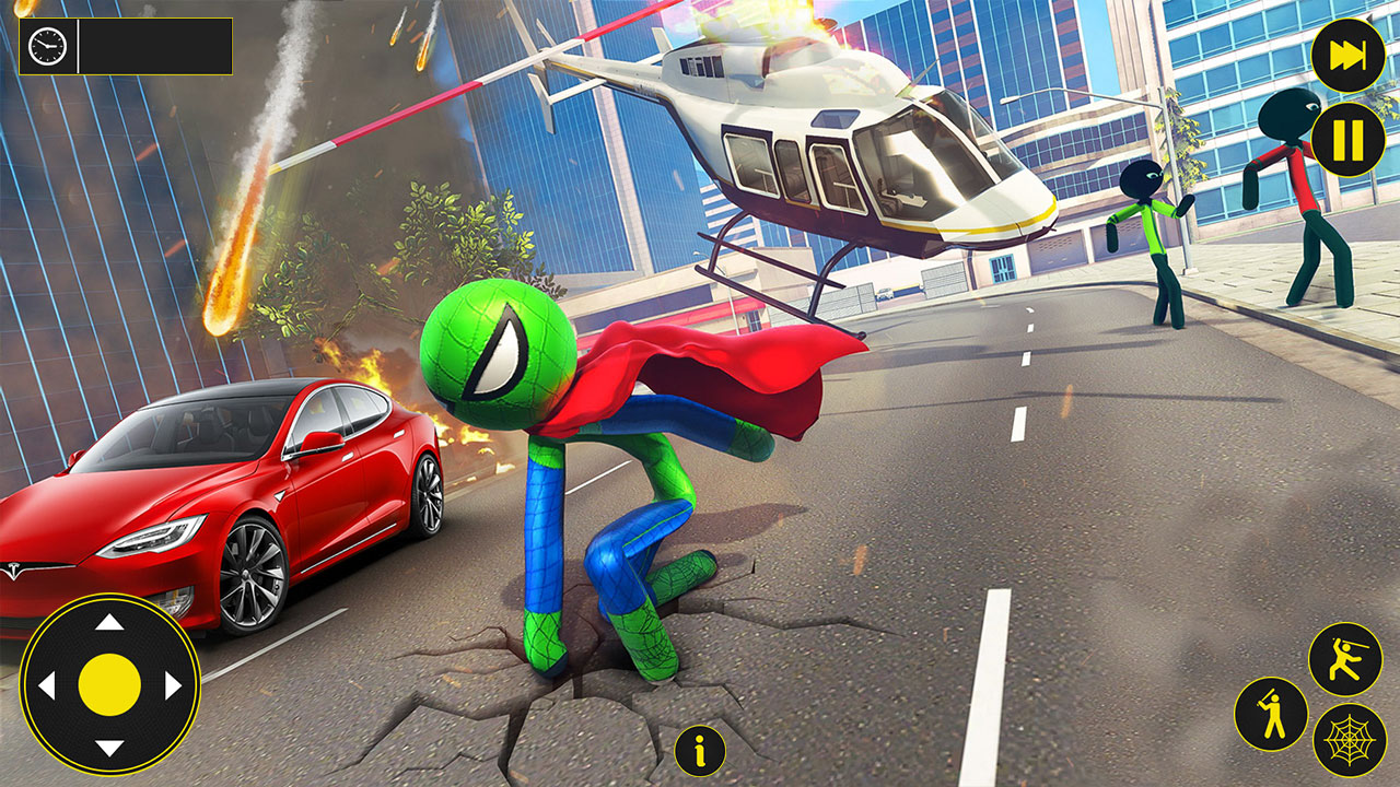 Real Flying Stick Spider Hero Fighting Game: Urban City Stickman Spider ...