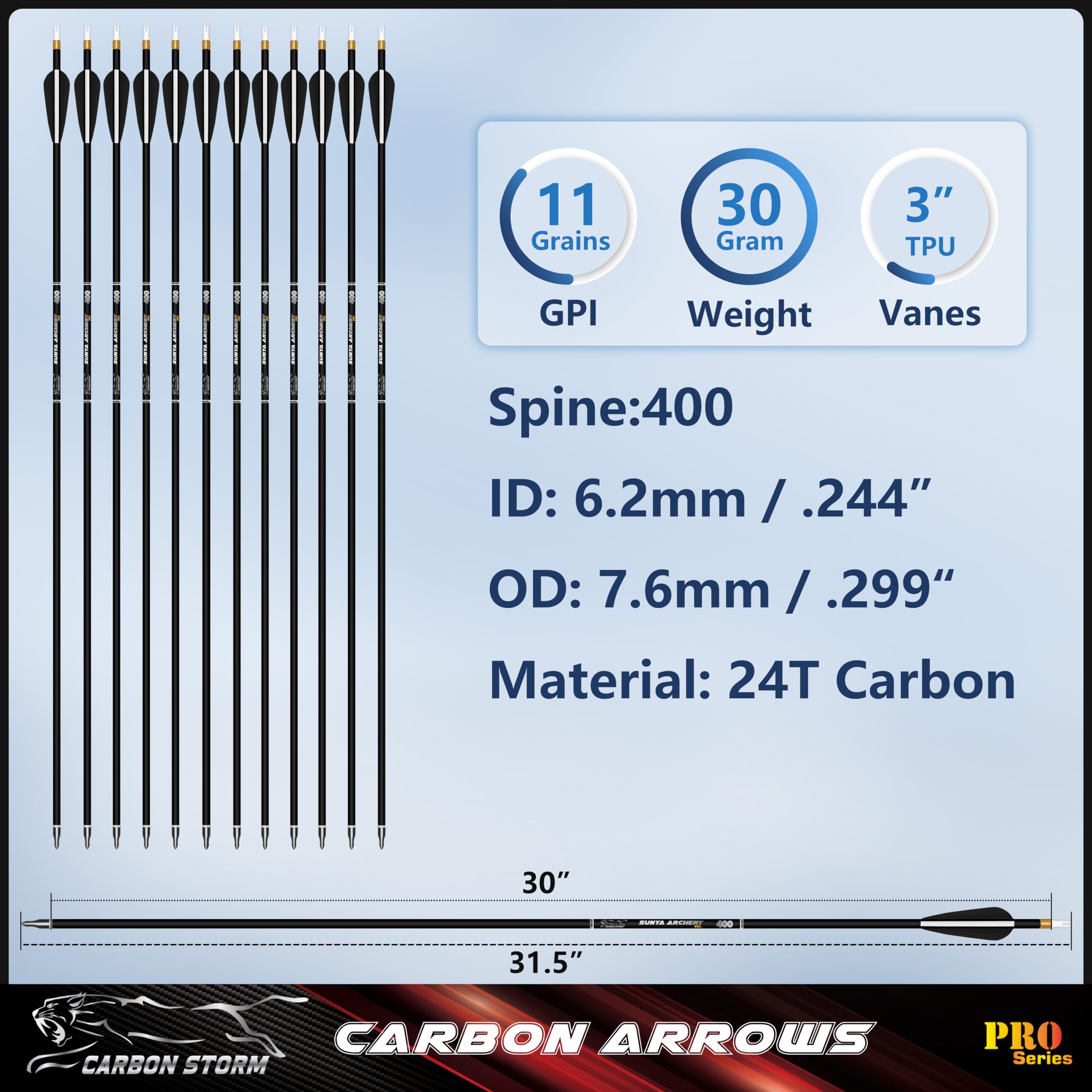 Snapklik.com : SUNYA Archery Compound Bow Arrows 12pcs Set 30" Carbon ...
