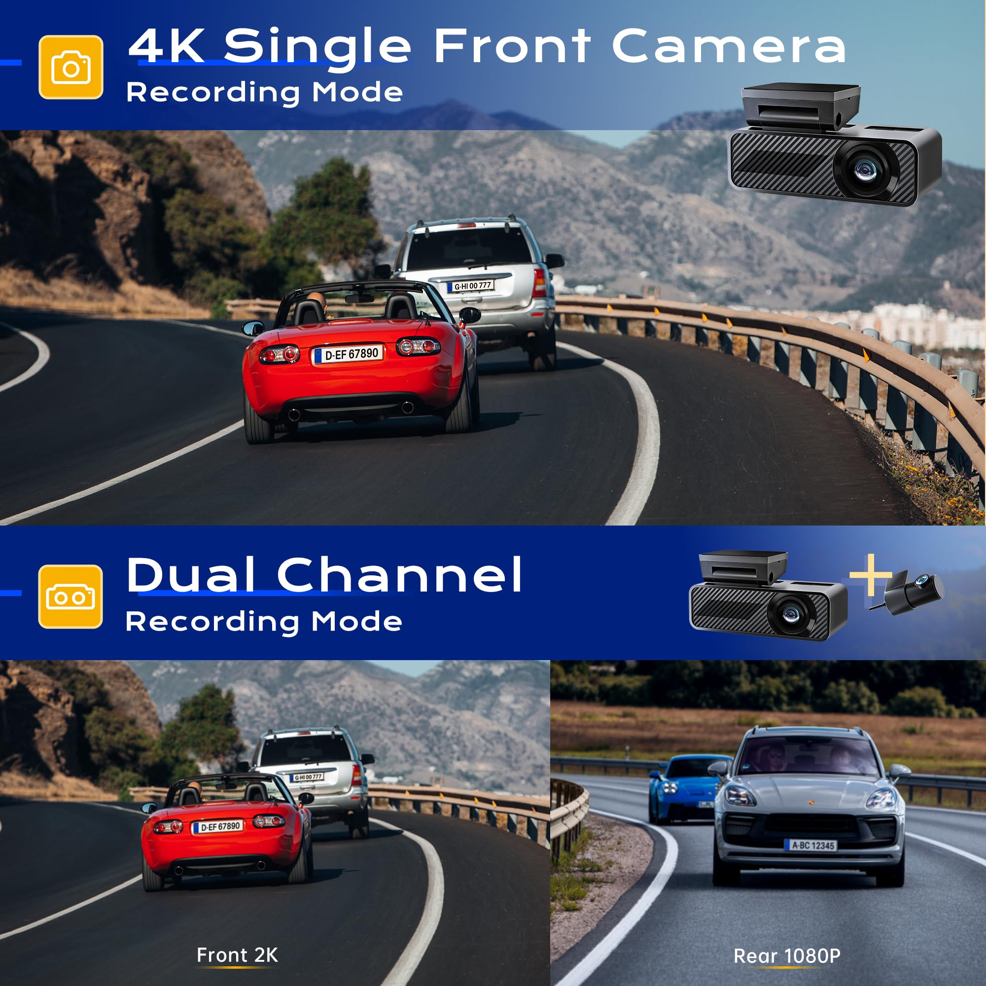 Snapklik.com : Pelsee Dash Cam Front And Rear, 4K Single Front Dash ...