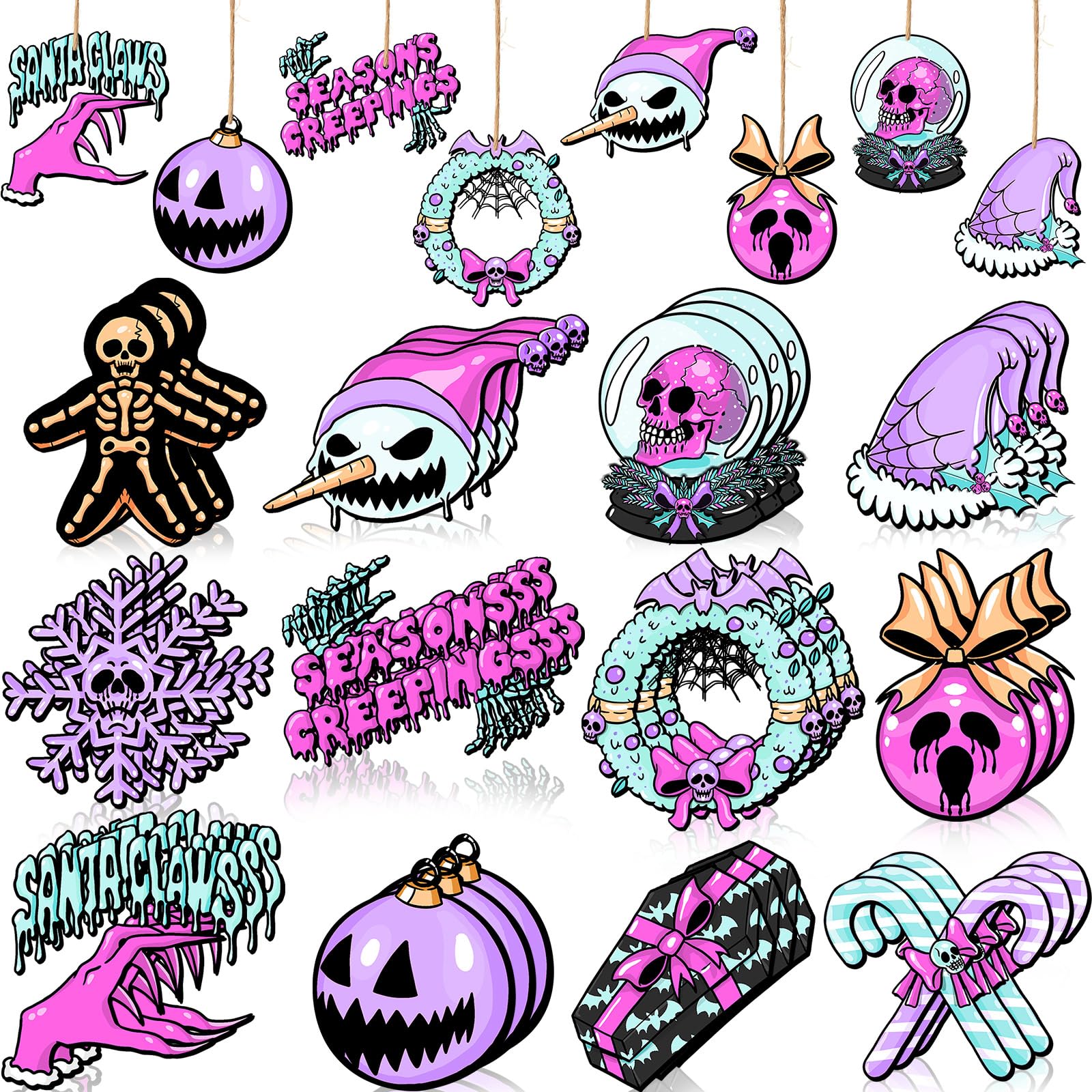 Amazon.com: Maitys 36 Pcs Horror Christmas Ornaments Funny Christmas ...