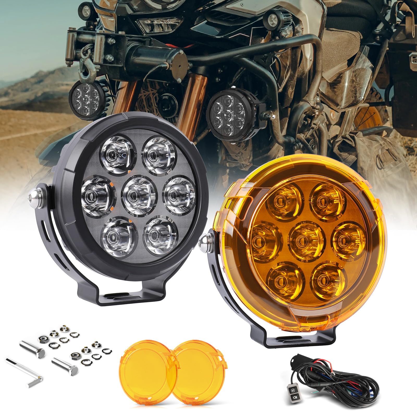 Amazon.com: BraveWAY Motorcycle LED Driving Fog Lights 4.5IN 140W ...