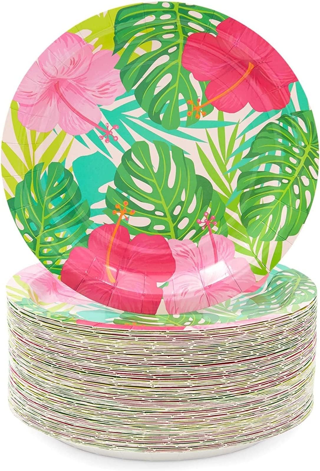 Amazon.com: Sparkle and Bash 80-Pack Hawaiian Paper Plates, Luau ...