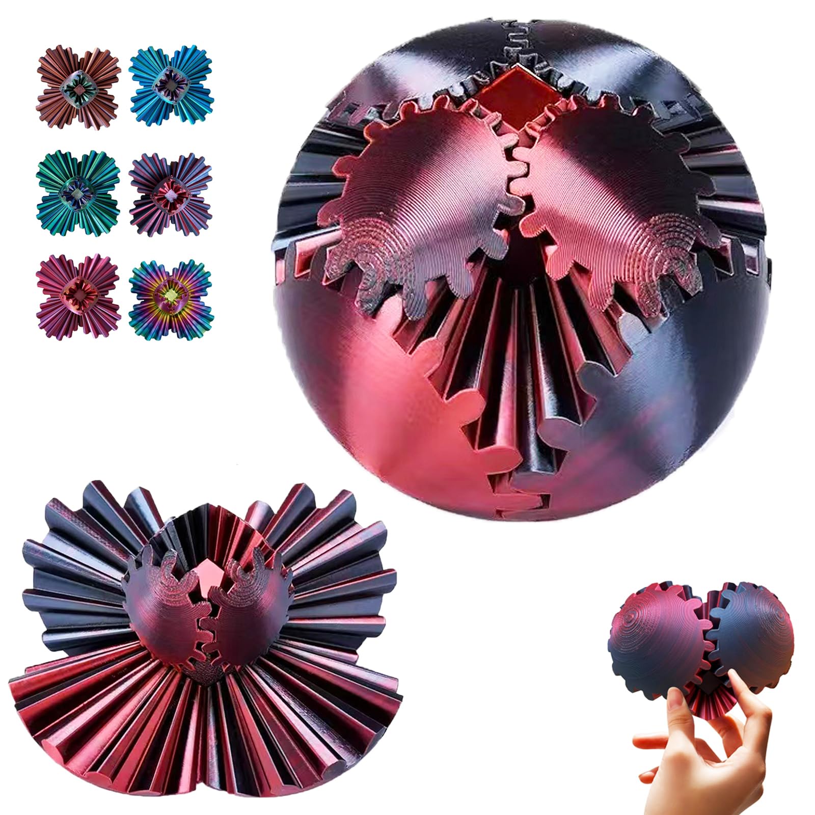 Amazon.com: GearSphere Fidget Toy, 3D Printed Gear Ball Spin Ball Cube ...