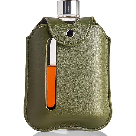 Amazon.com | Delove Modern Glass Hip Flask with Removable Leather ...