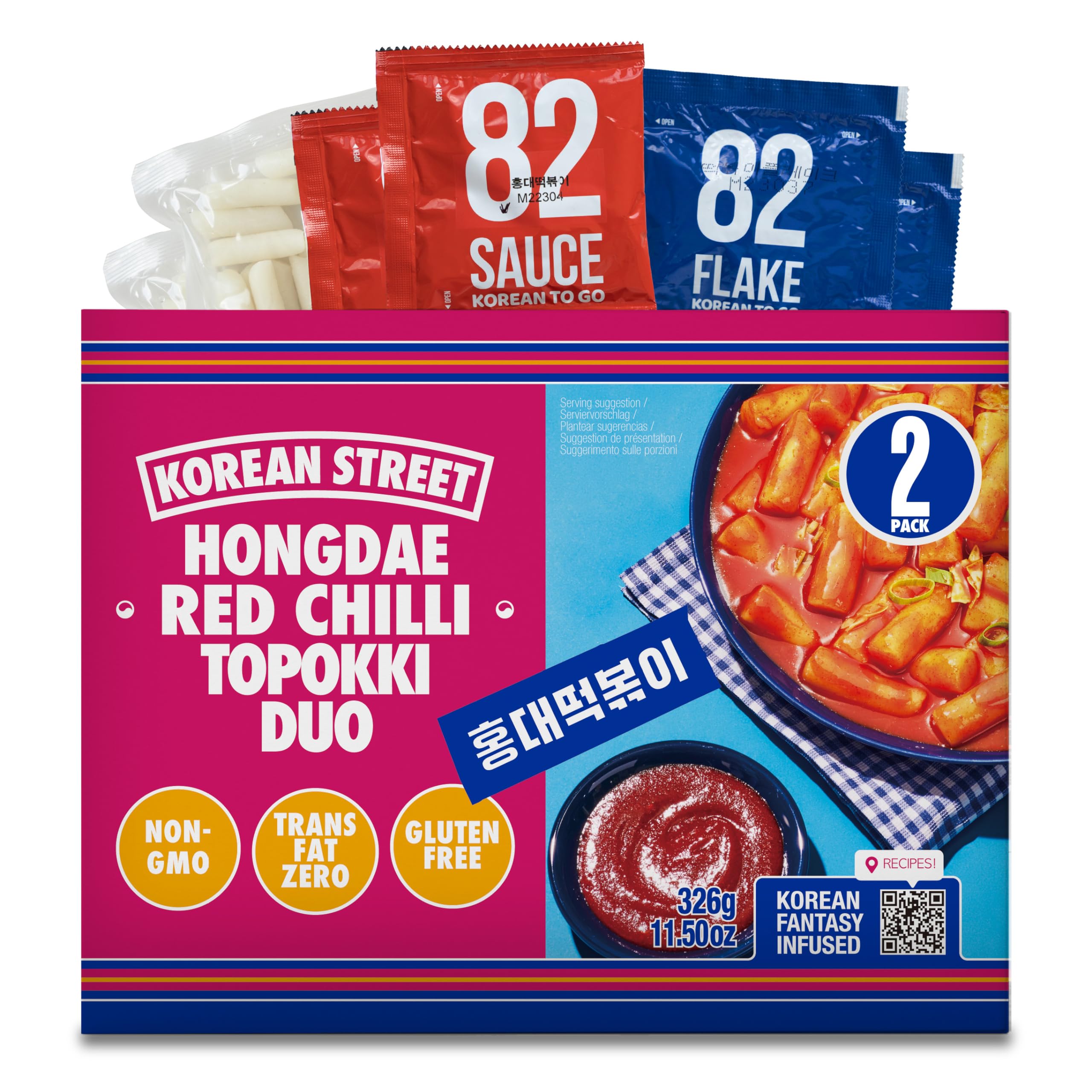 Amazon.com: [KOREAN STREET] Hongdae Red Chilli Tteokbokki Rice Cakes (2 ...