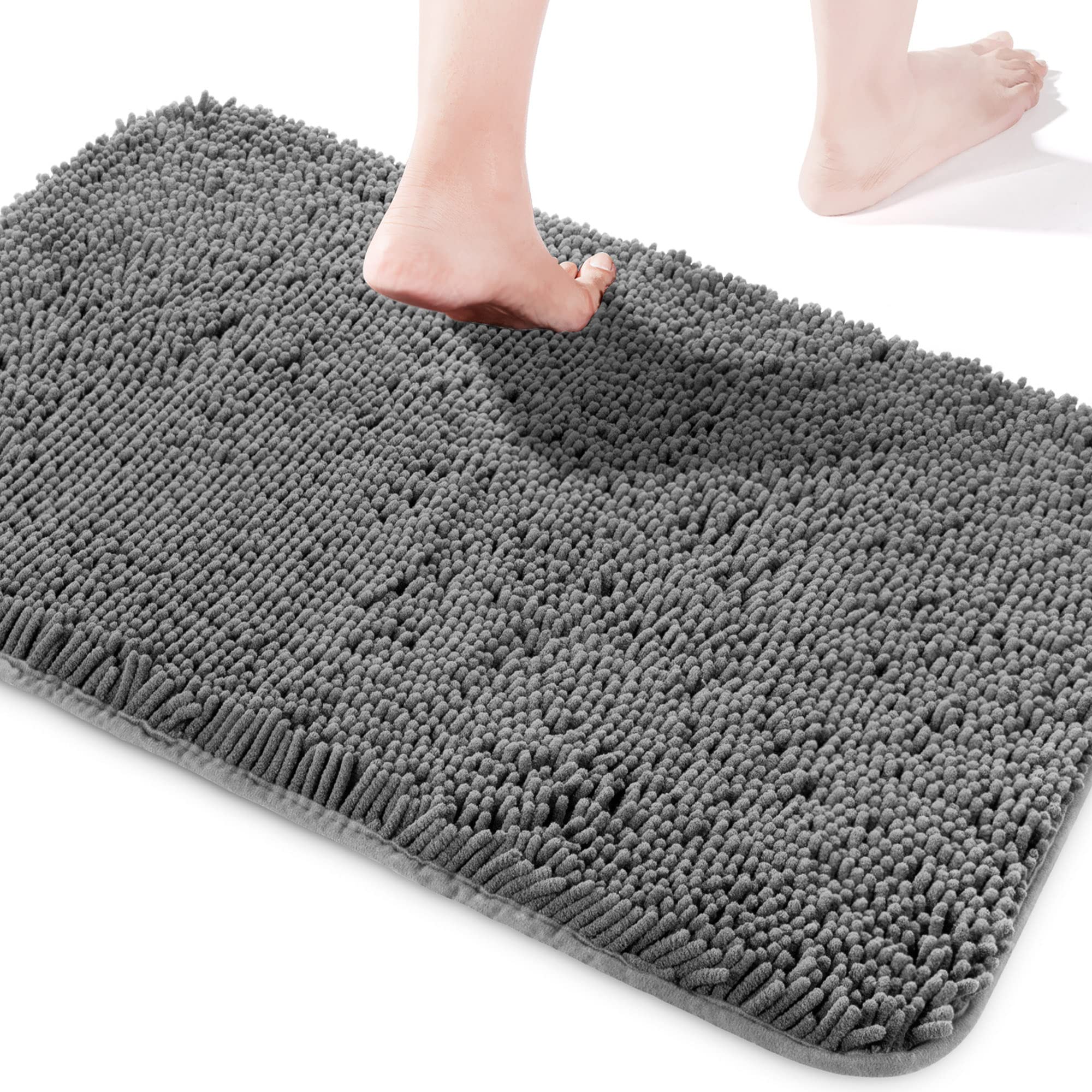 Amazon.com: Yeaban Dark Gray Bathroom Rugs – Thick Chenille Bath Mats ...