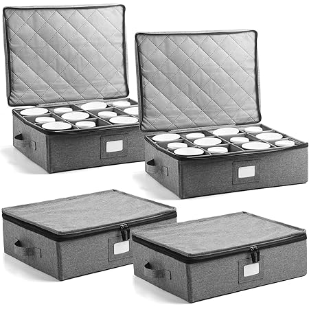 Amazon.com: Uiifan 4 Pcs Cup and Mug Storage Box Stemware Storage Cases ...