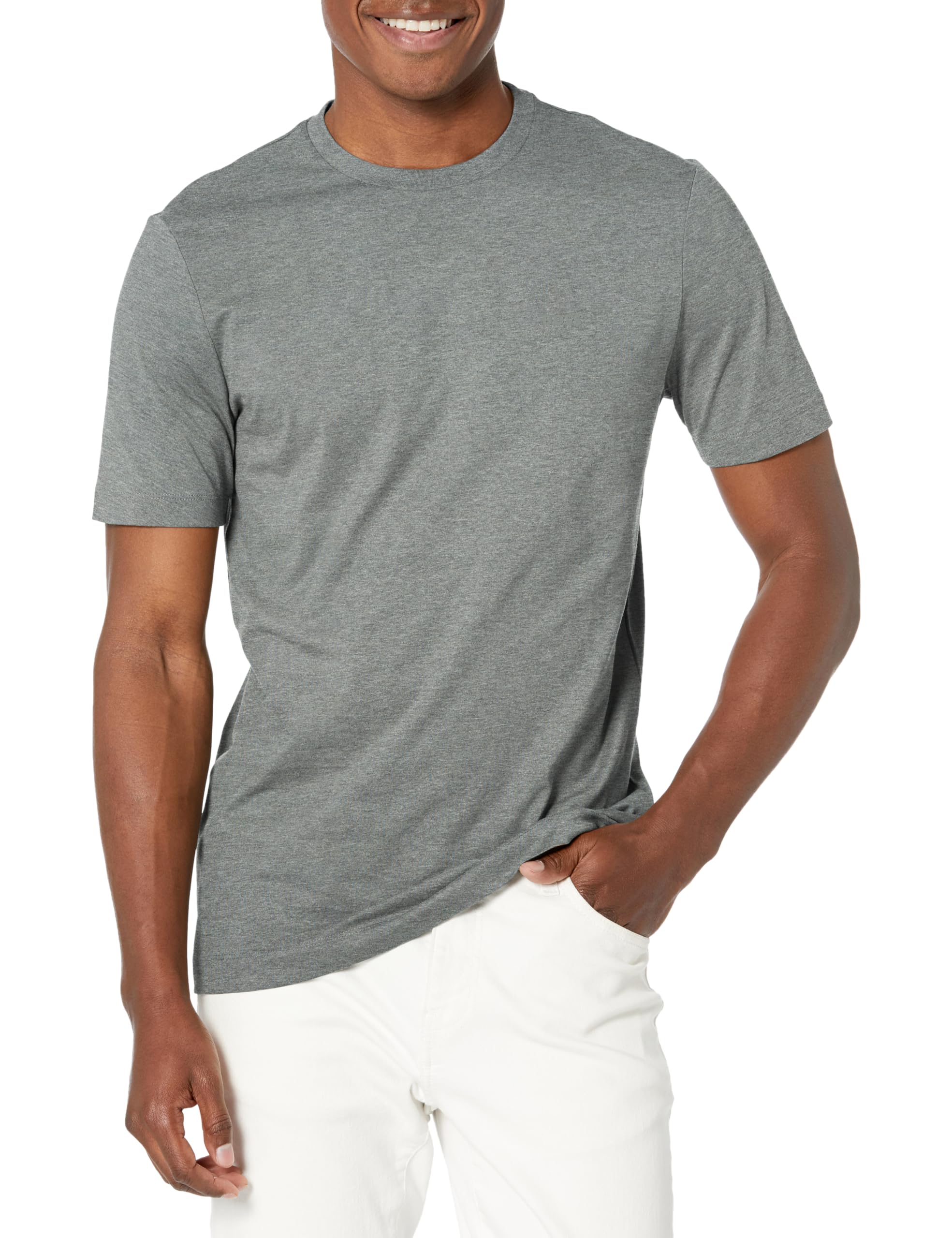 Snapklik.com : Chest Logo Soft Jersey Crew Neck T-Shirt Stone Grey