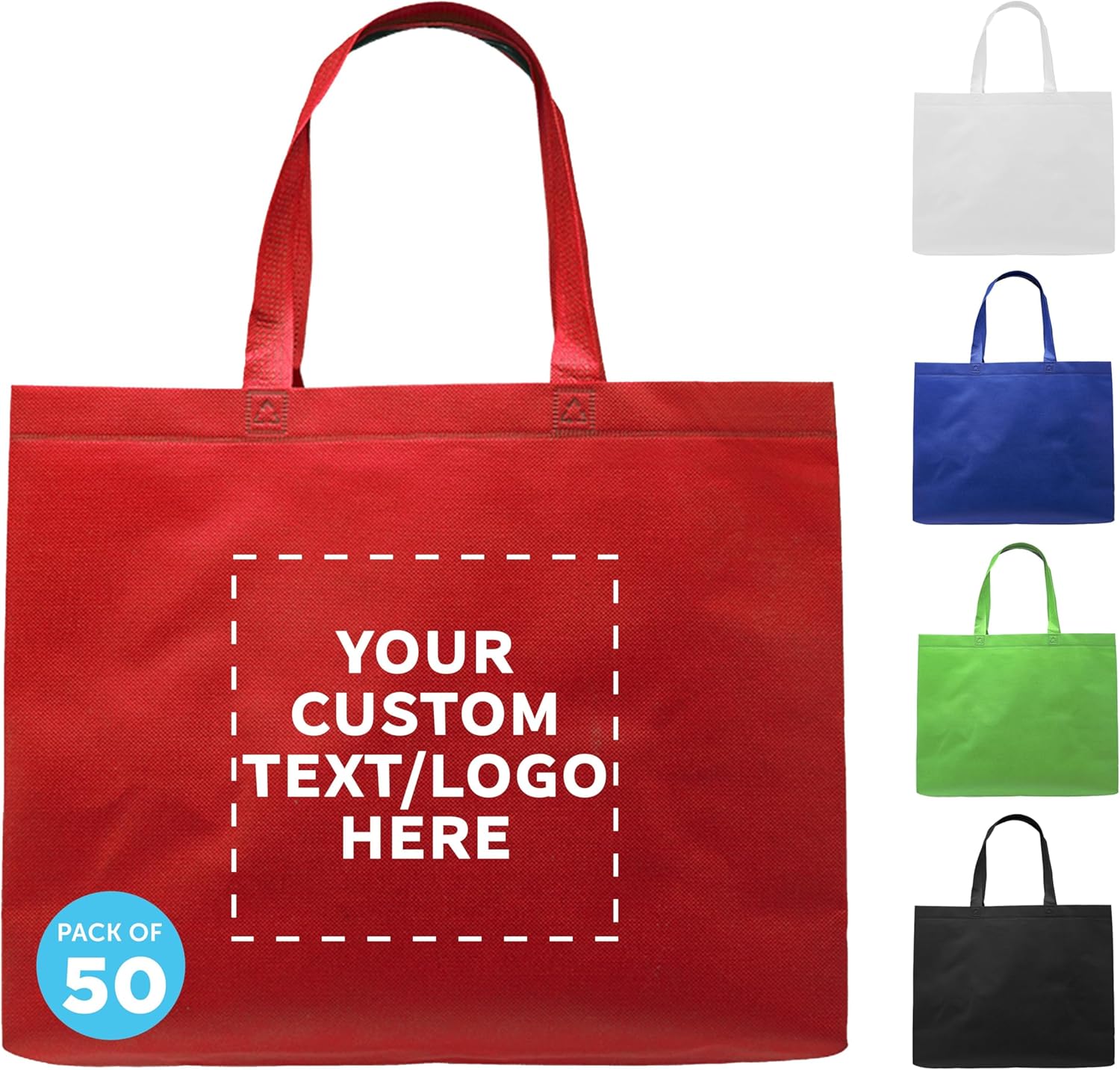 Amazon.com: DISCOUNT PROMOS Custom Jumbo Sized Tote Bags Set of 50 ...