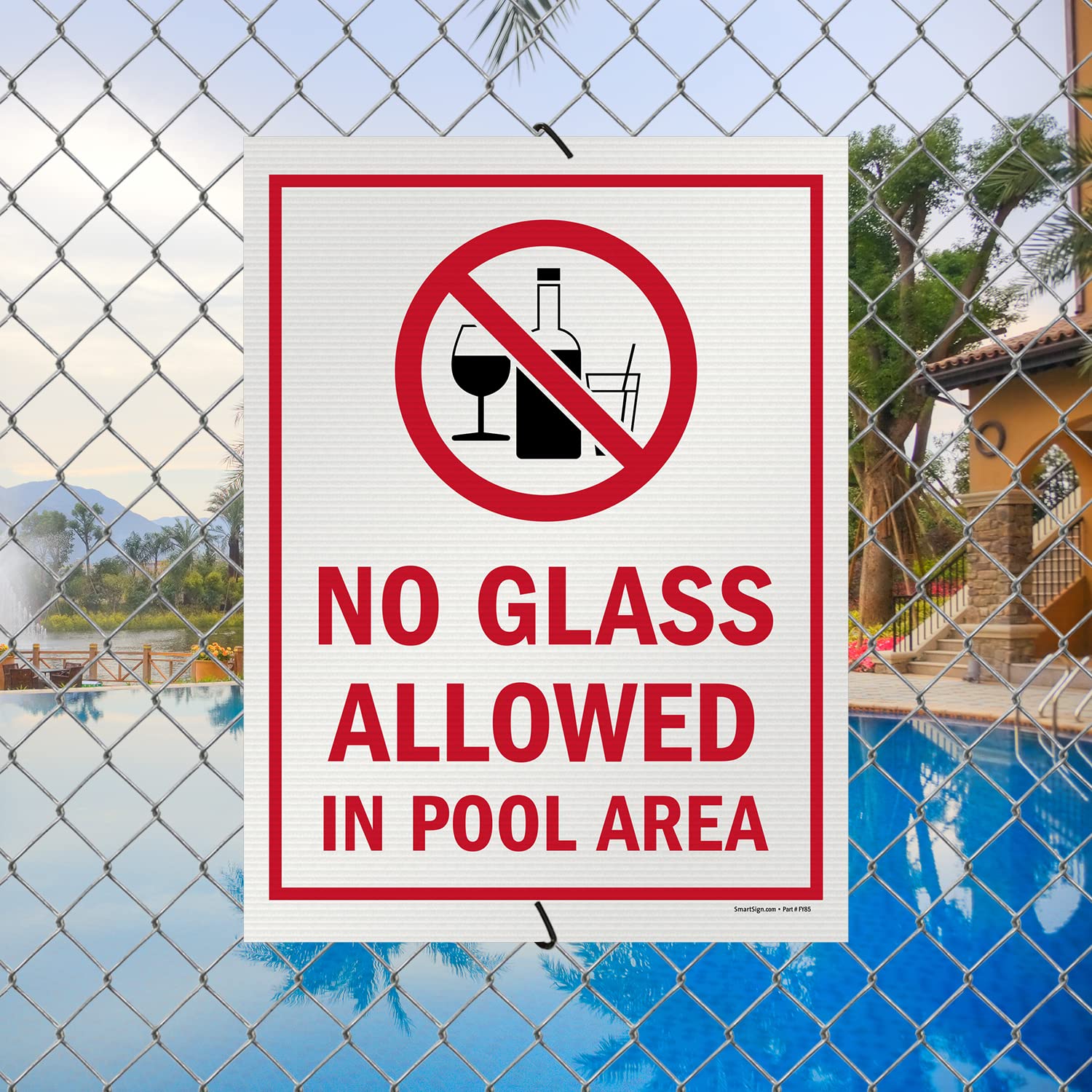 Snapklik.com : SmartSign 24 X 18 Inch No Glass Allowed In Pool Area” Sign