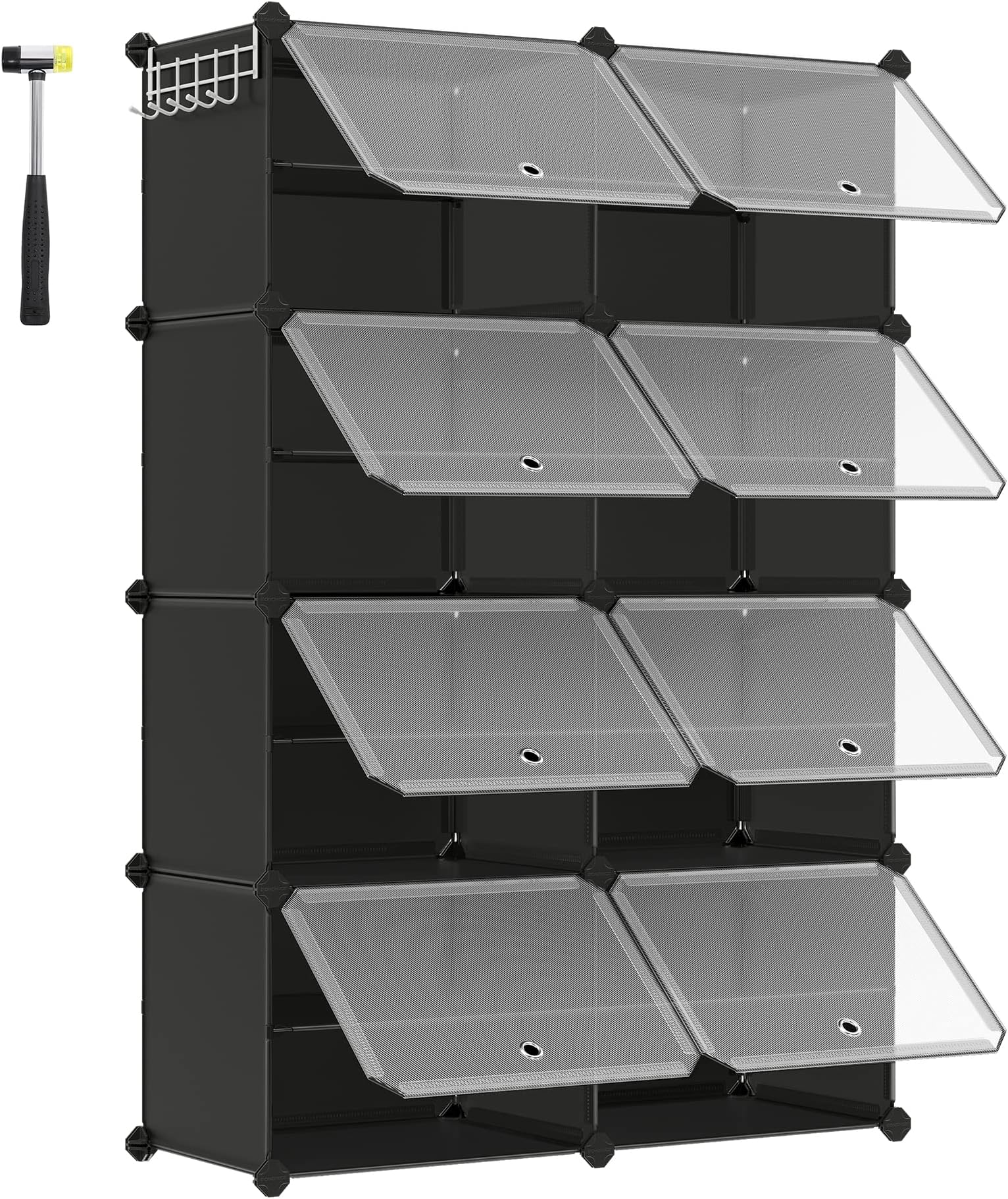 HOMCENT Shoe Rack with Doors, Expandable Shoe Cabinet for Shoes, Boots ...