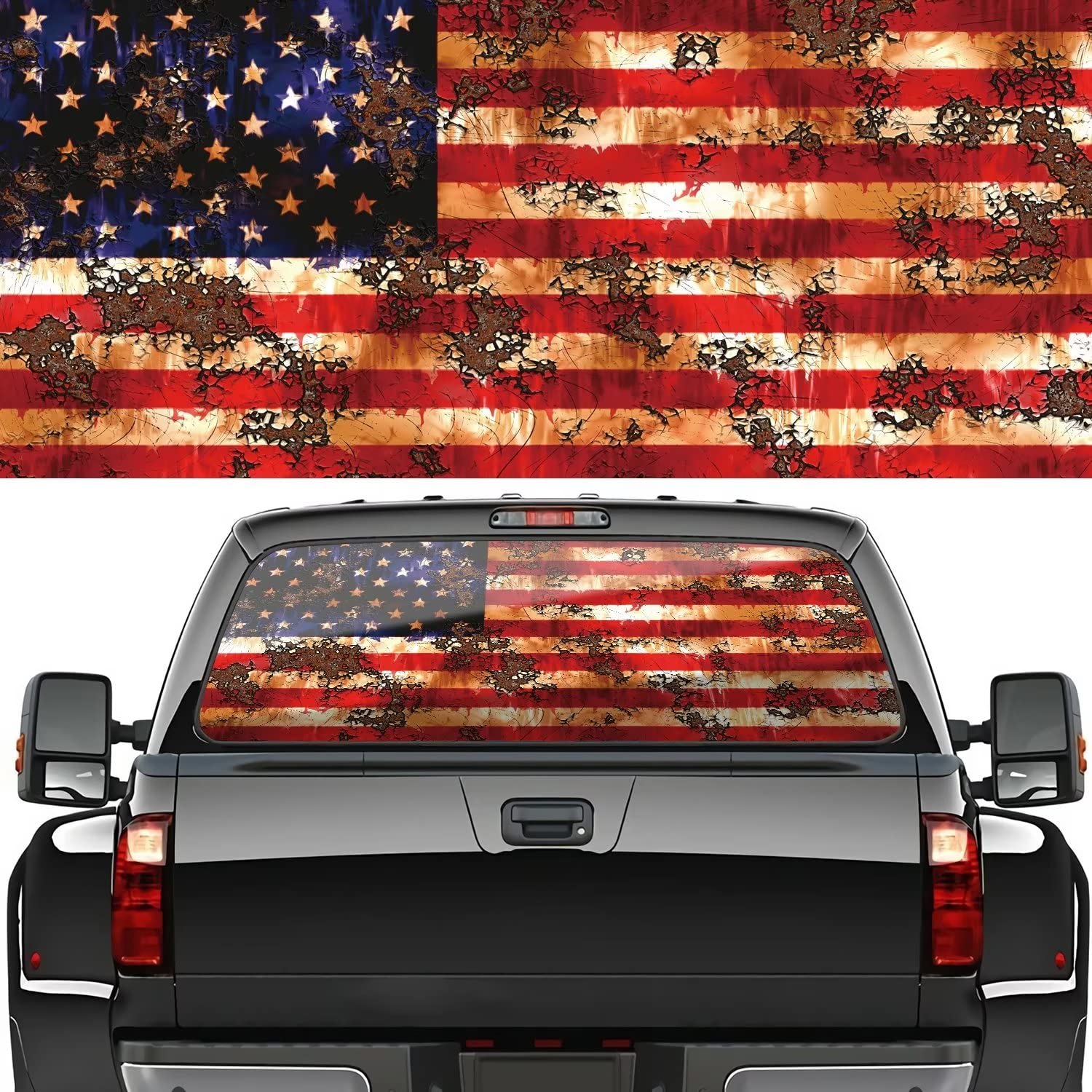 Amazon.com - American Flag Car Rear Window Decals Tint Graphic ...