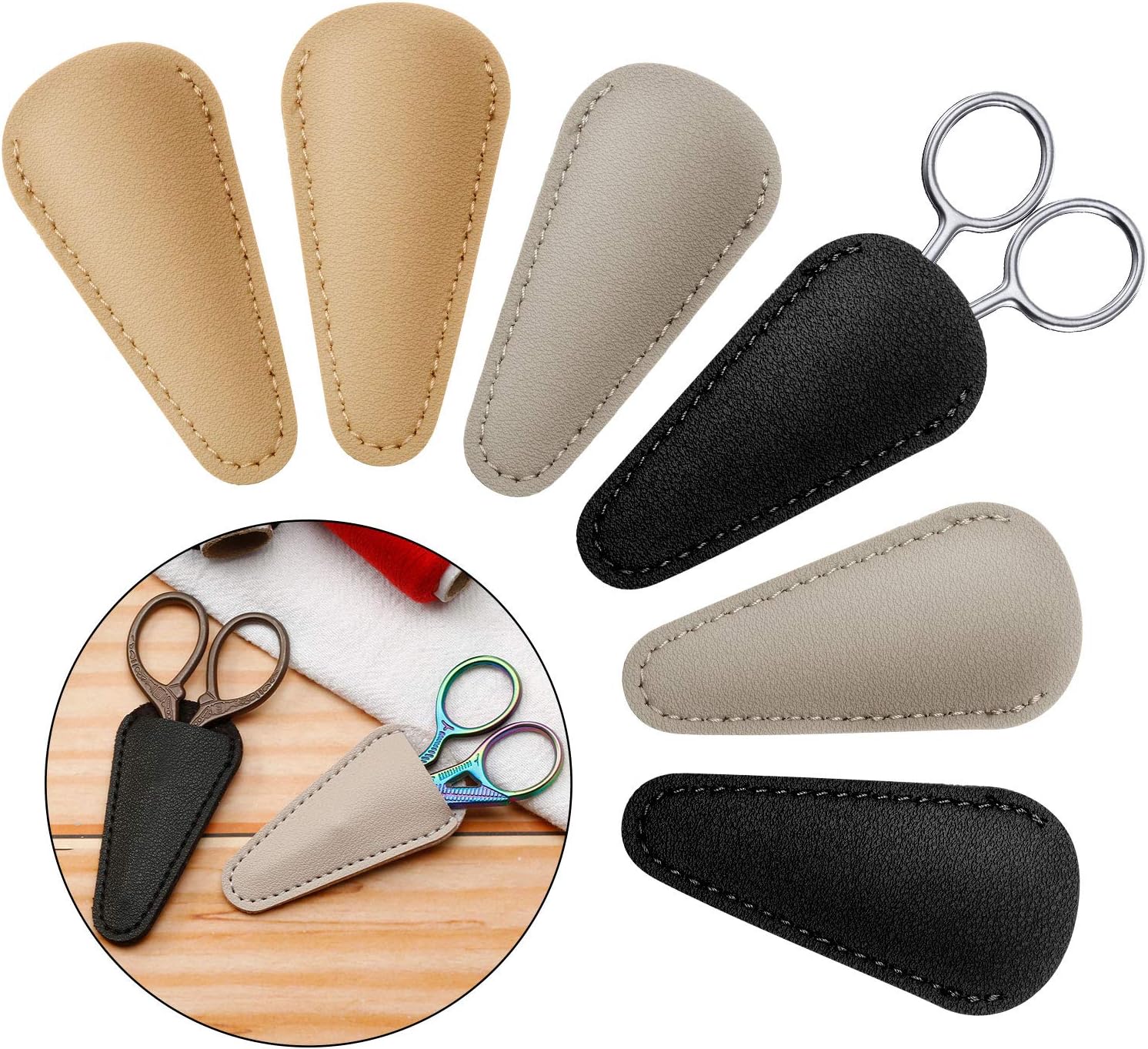 Amazon.com: Yutoner 6 Pieces Scissors Cover Safety Synthetic Leather ...