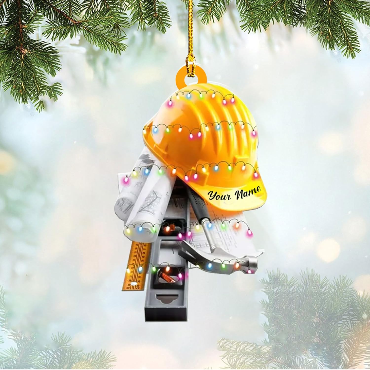 Amazon.com: Personalized Construction Ornaments for Christmas Tree 2024 ...