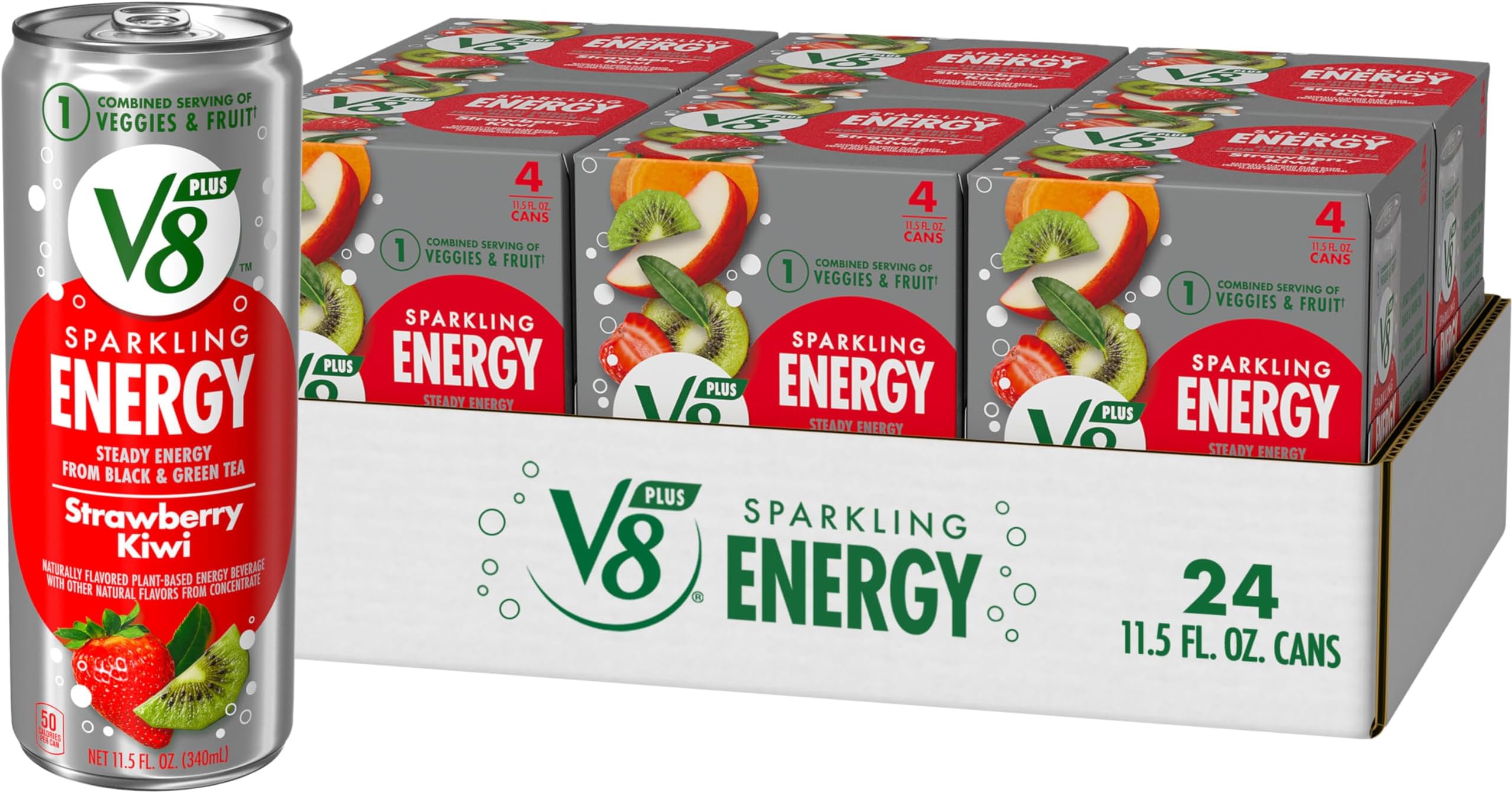Amazon.com : V8 +ENERGY Strawberry Banana Energy Drink, Made with Real ...