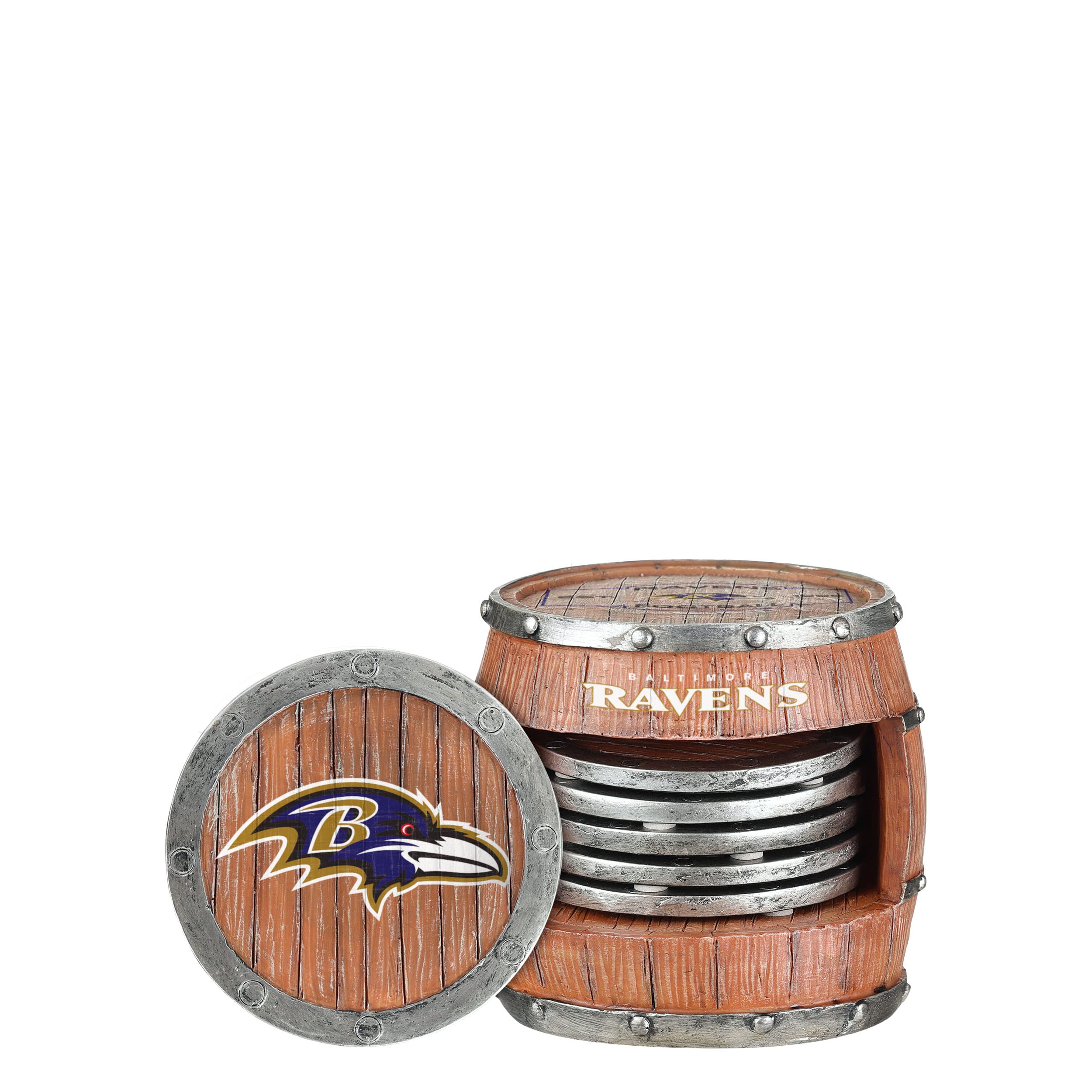 Snapklik.com : Baltimore Ravens NFL 5 Pack Barrel Coaster Set