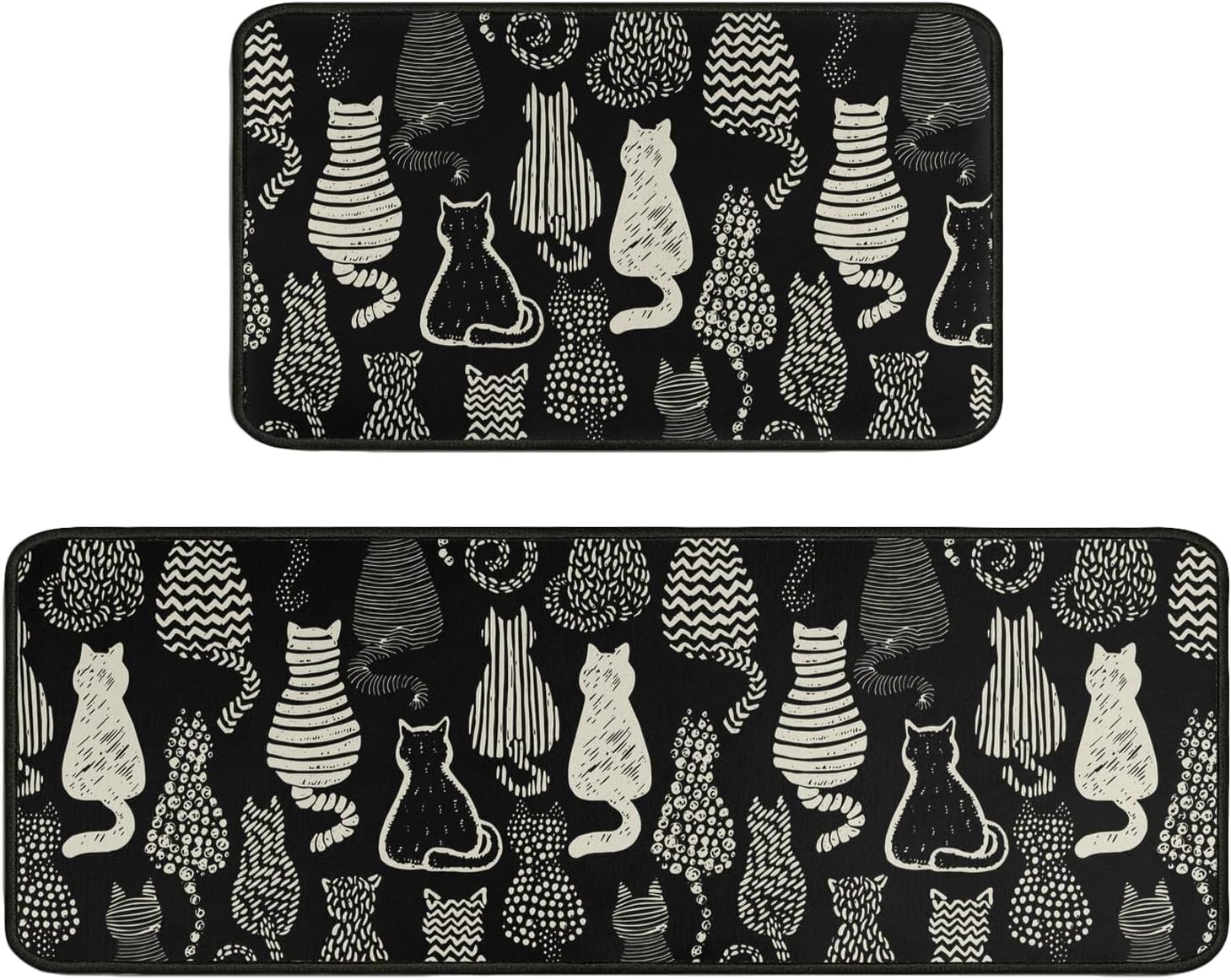 Amazon.com: Cute Black Cat Kitchen Rugs Set of 2,Country Style Kitchen ...