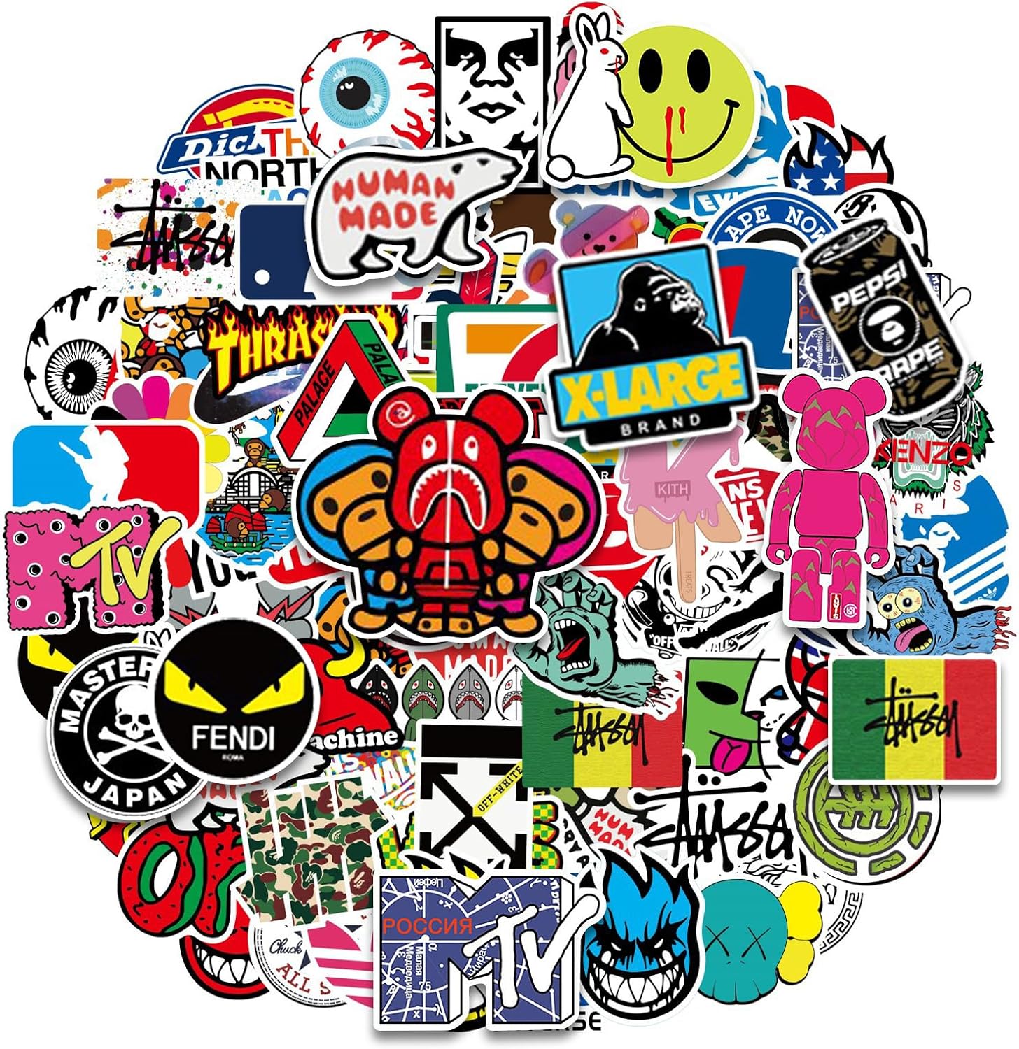 101 Pcs Skateboard Stickers, Non-Repeat Cool Sticker Pack Waterproof ...