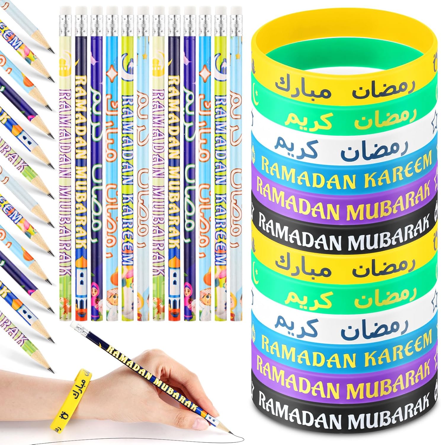 Amazon.com : Feifeiya 96 Pcs Ramadan Eid Mubarak Gifts, Eid Pencils ...