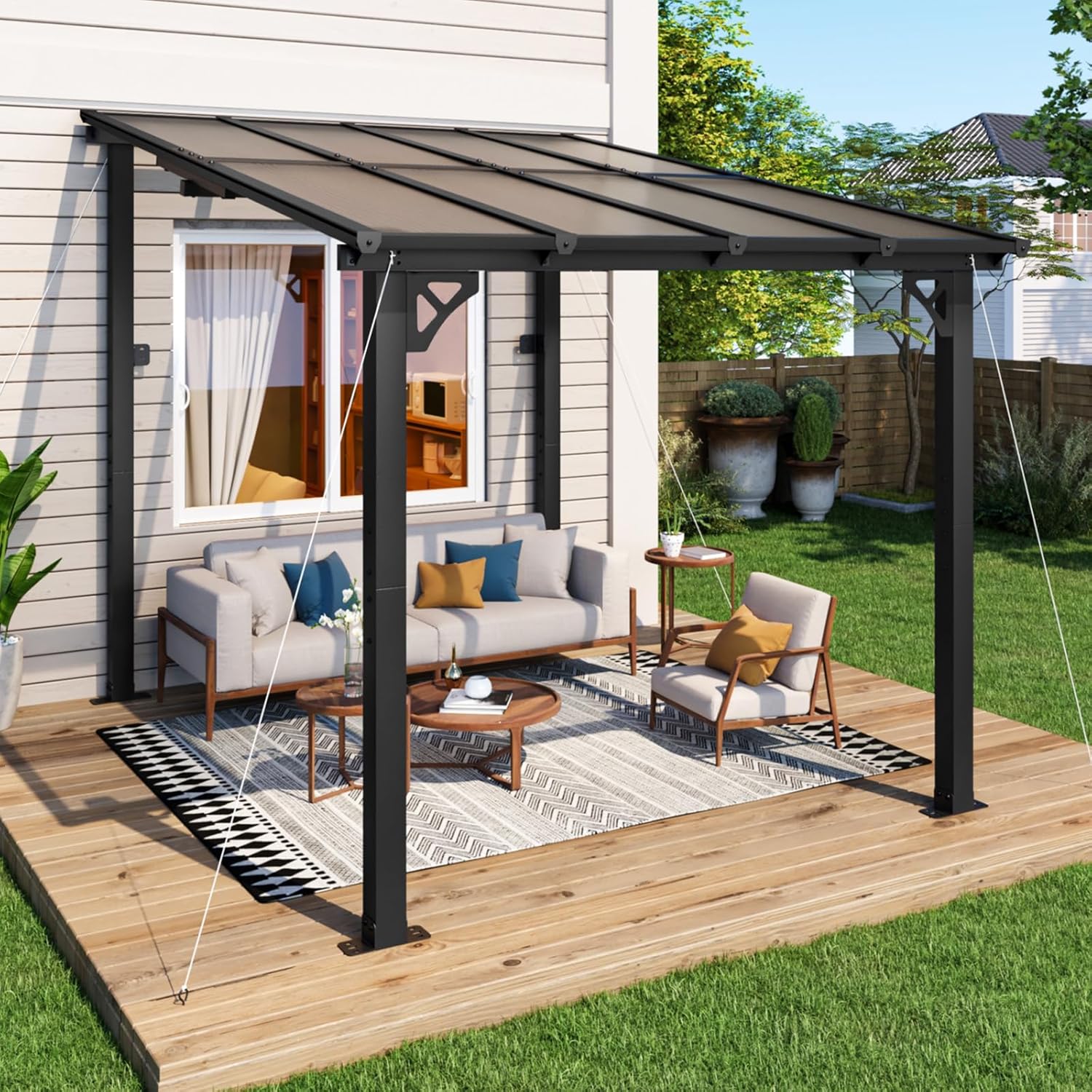 Amazon.com : Aoxun 8' x 10' Gazebo with Windbreak Rope & Ground Anchor ...