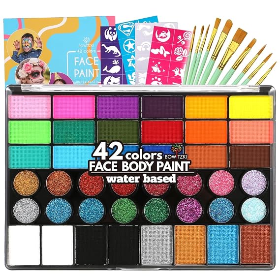 Amazon.com: Bowitzki Face Paint Kit,Water Based Non Toxic Face Paint ...