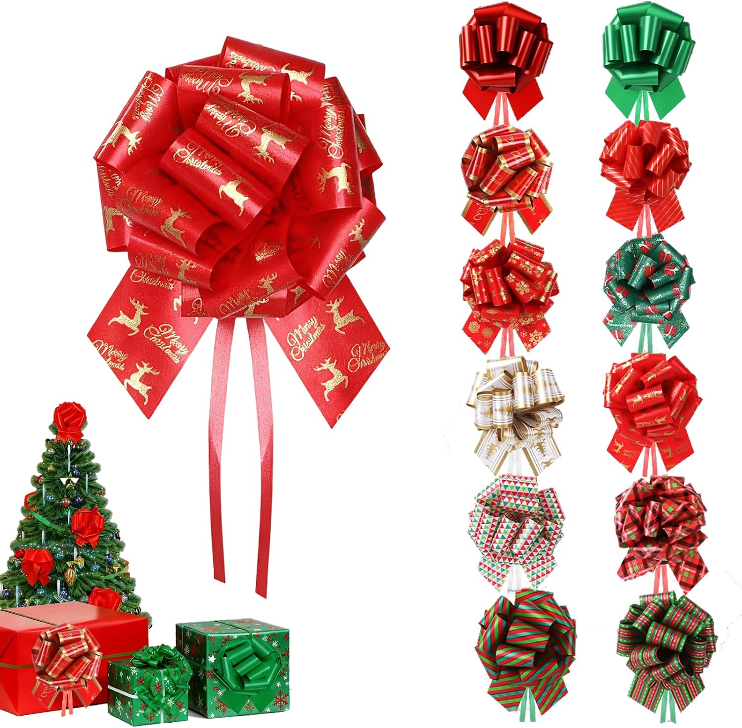 Amazon.com: LERAO Christmas Bows for Gift Wrapping,12PCS Christmas ...