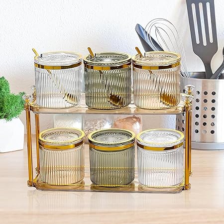 Crobat Acrylic Condiment Spice Jars,Condiment Spice Box With Lids and ...
