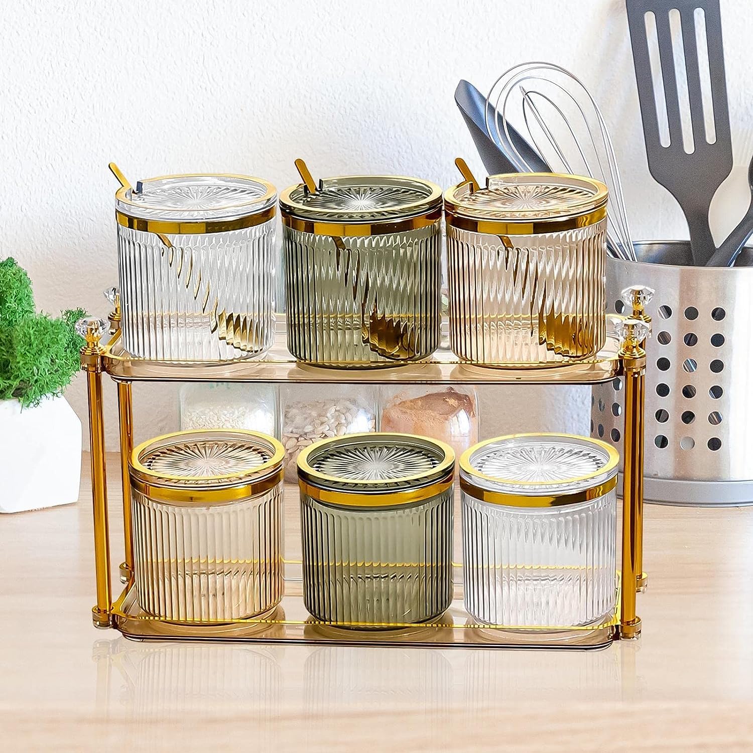 Buy Crobat Acrylic Condiment Spice Jars,Condiment Spice Box with Lids ...