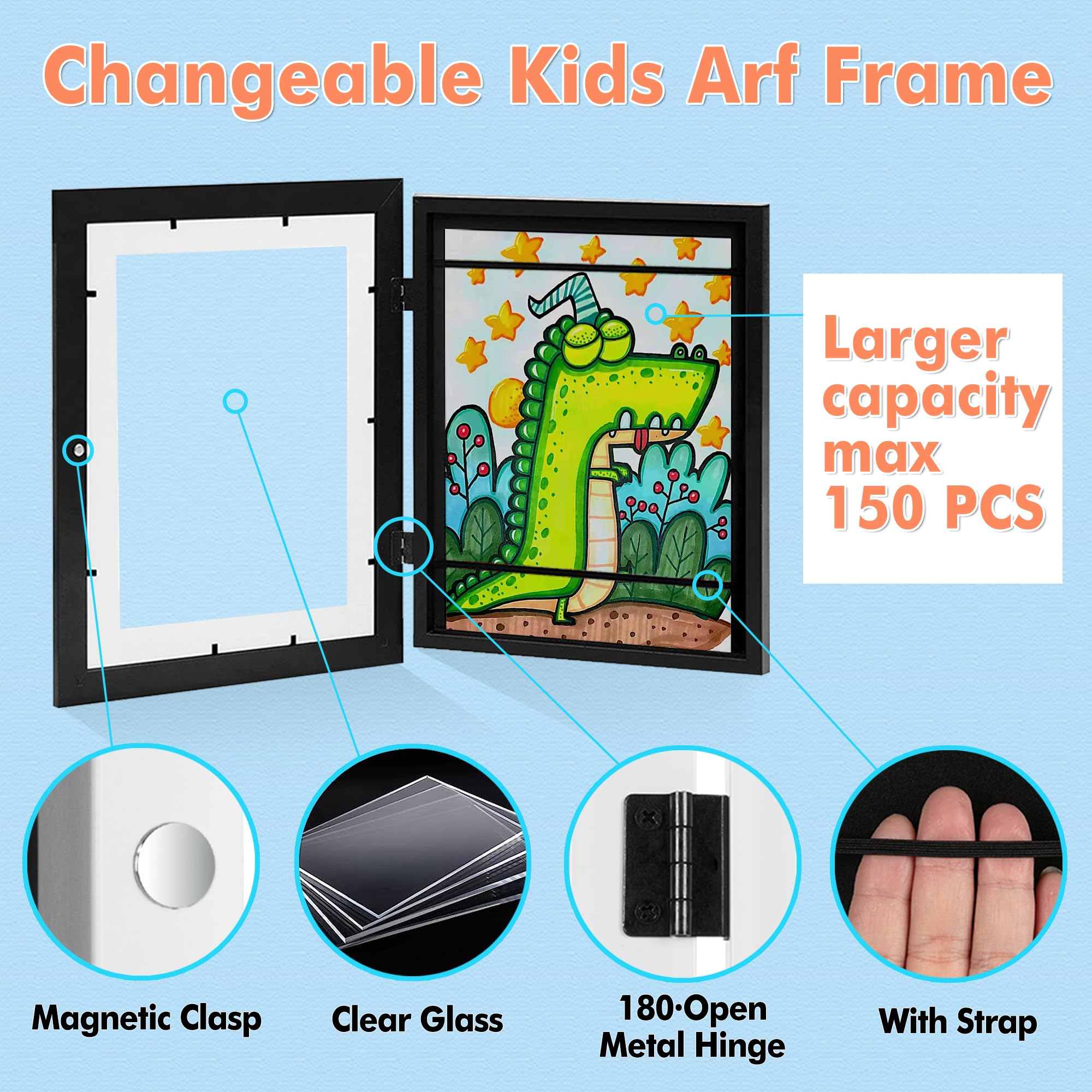 Snapklik.com : WDXIUE Kids Art Frames, Kids Art Frame Changeable, 85x11 ...