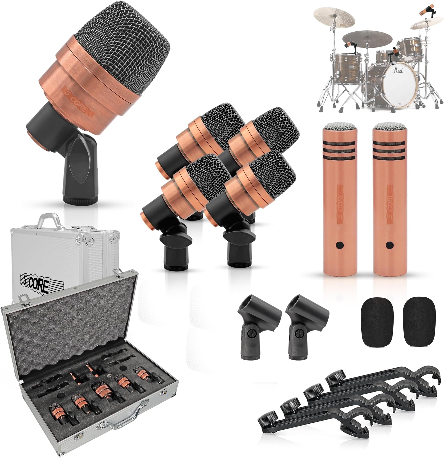 Amazon.com: EMB Professional KIT7 7-Piece Wired Dynamic Microphone Kit ...
