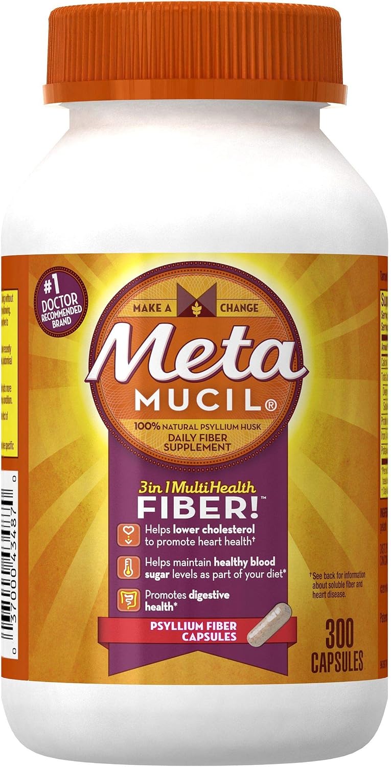 Metamucil, Psyllium Husk Fiber Supplement, 3-in-1 Fiber for Digestive ...