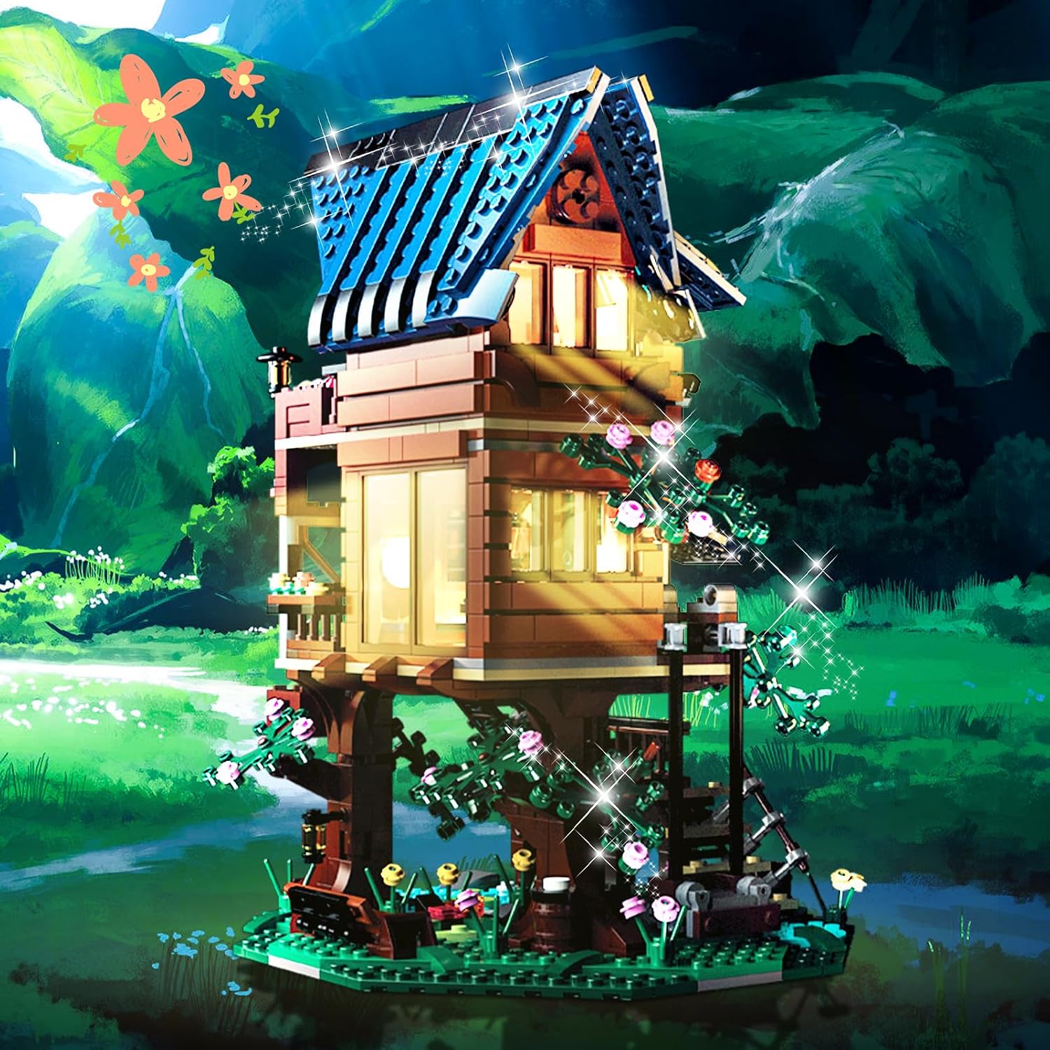 OKKIDY Tree House Building Toys, Friends Treehouse Building Blcok STEM ...