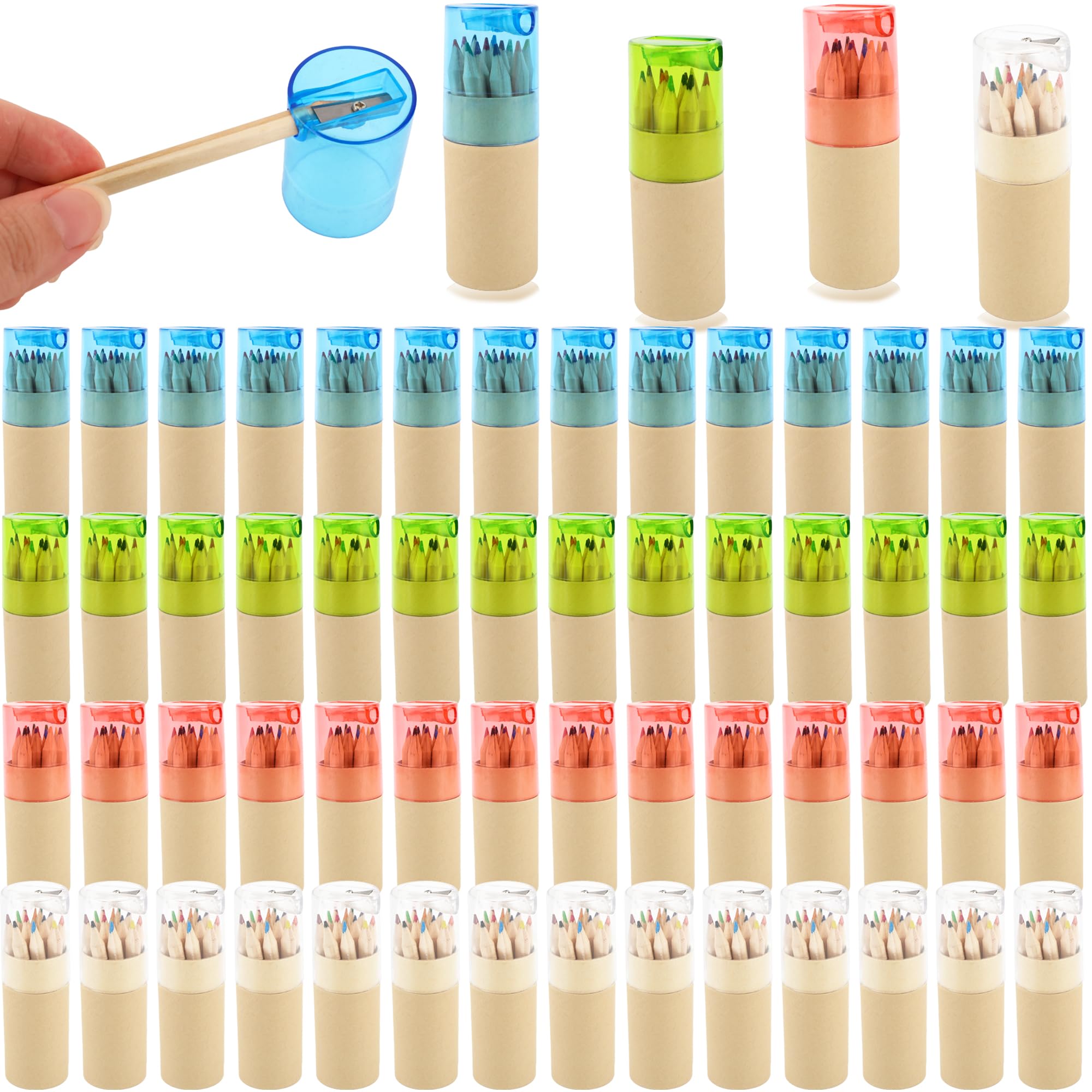 Amazon.com : 60 Pack Mini Colored Pencils Bulk with Sharpener Drawing ...